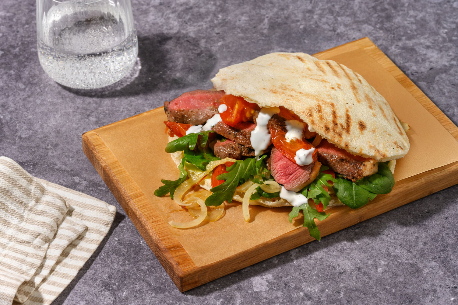 Grilled Beef Steak, Haloumi & Onion Pita Pockets Recipe | HelloFresh