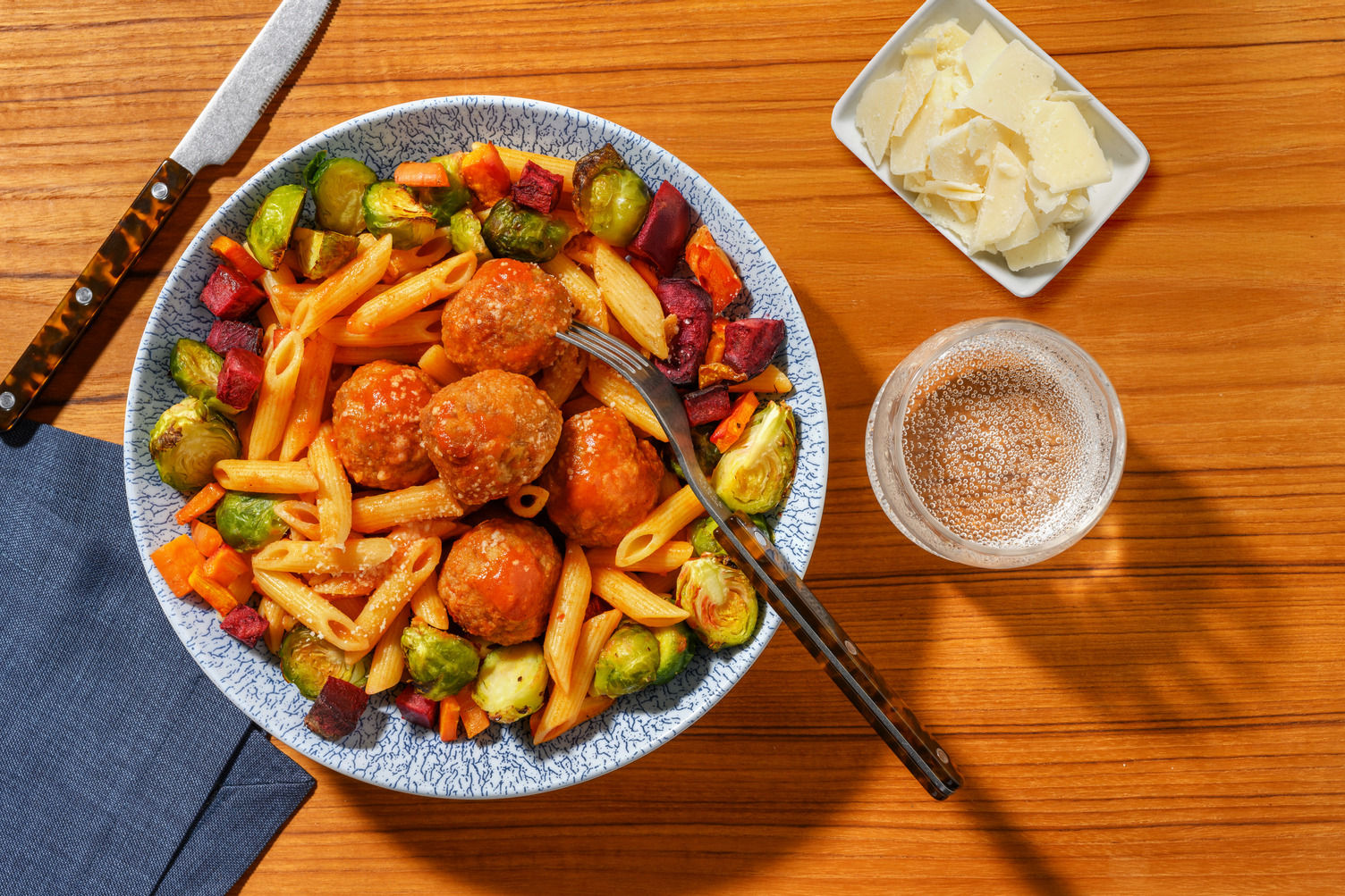 Pork Meatball & Rainbow Veg Pasta Party Recipe | HelloFresh