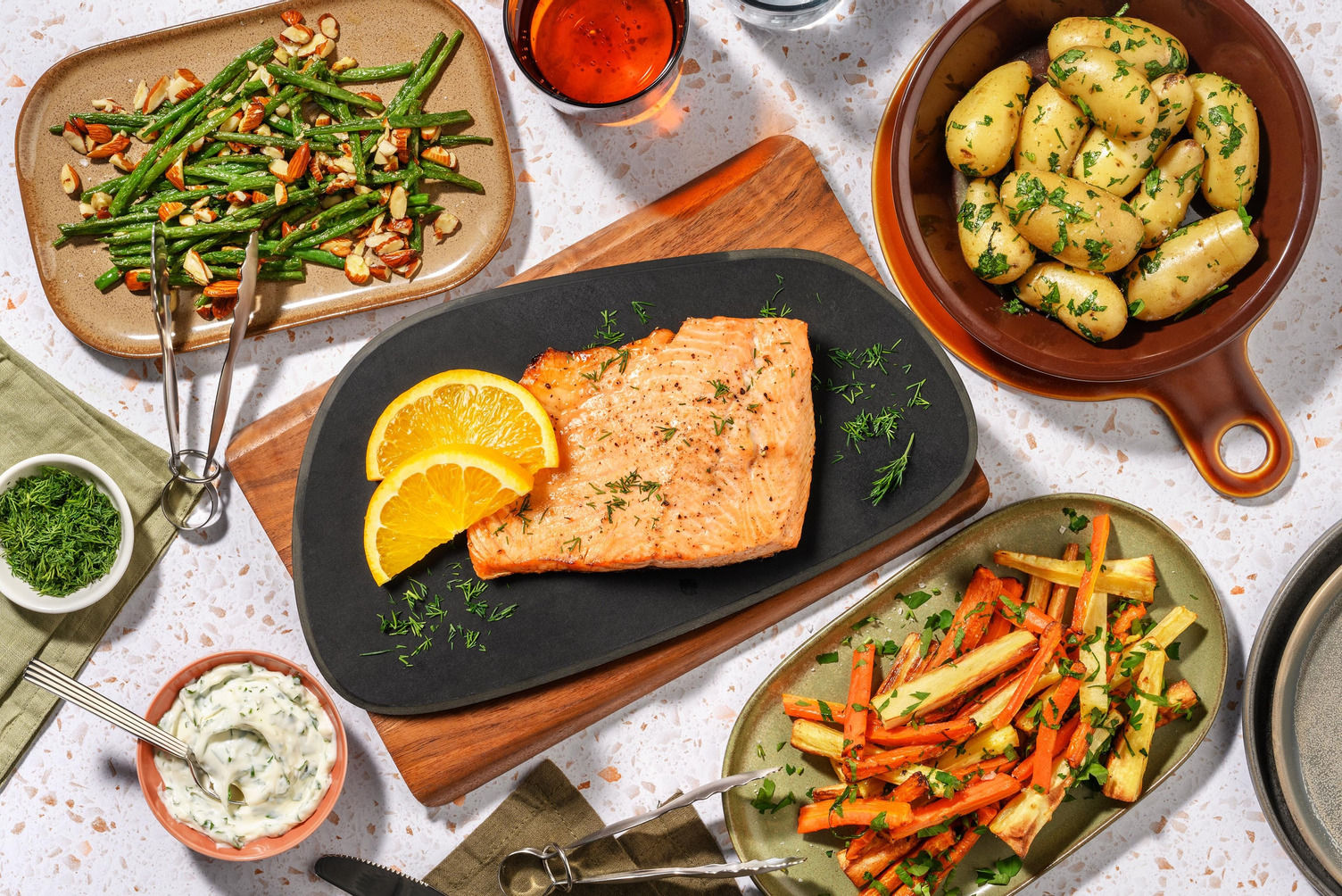 Appelsinglaseret laks og remoulade | HelloFresh