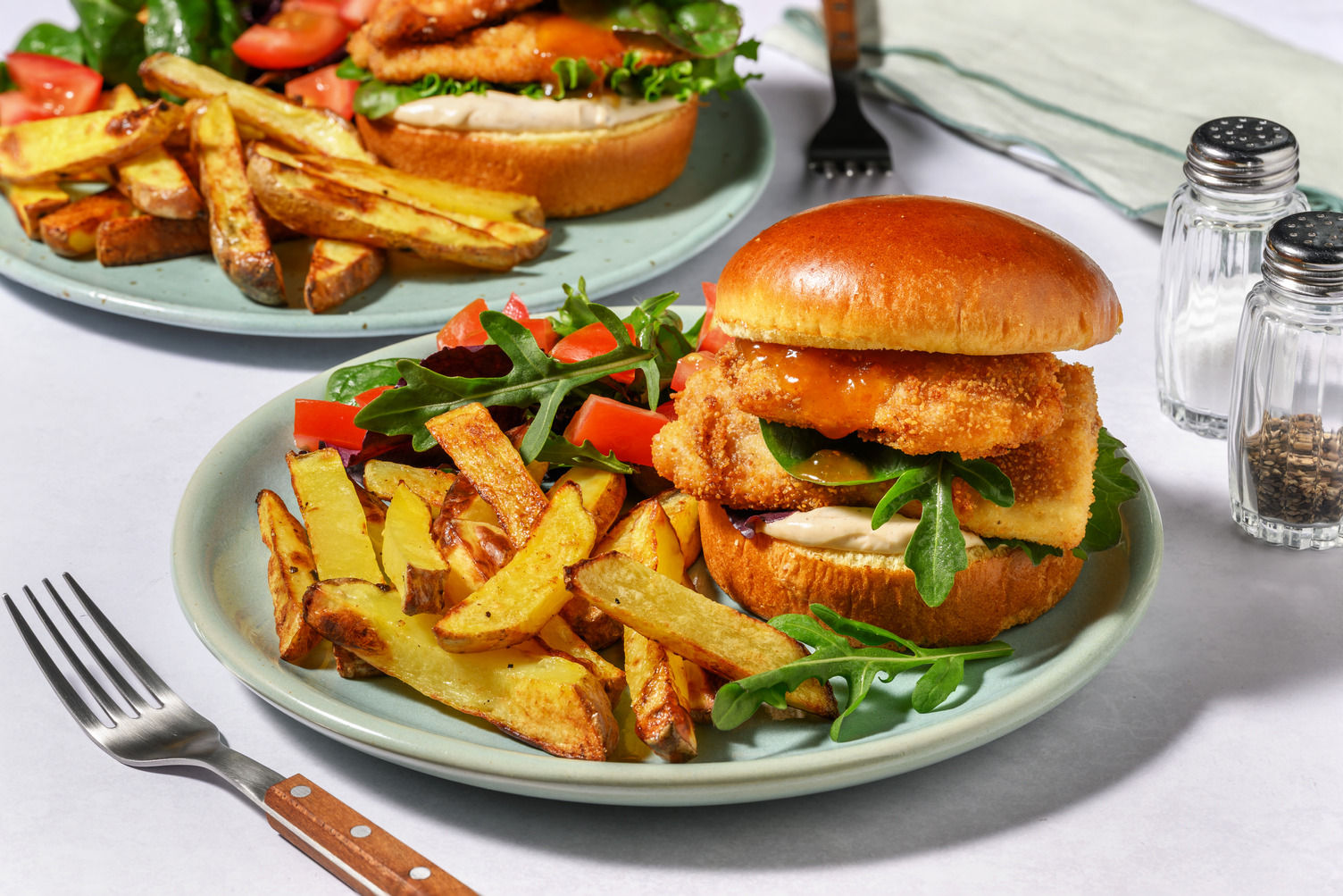 Crispy Jerk Basa Burger and Chips Recipe | HelloFresh