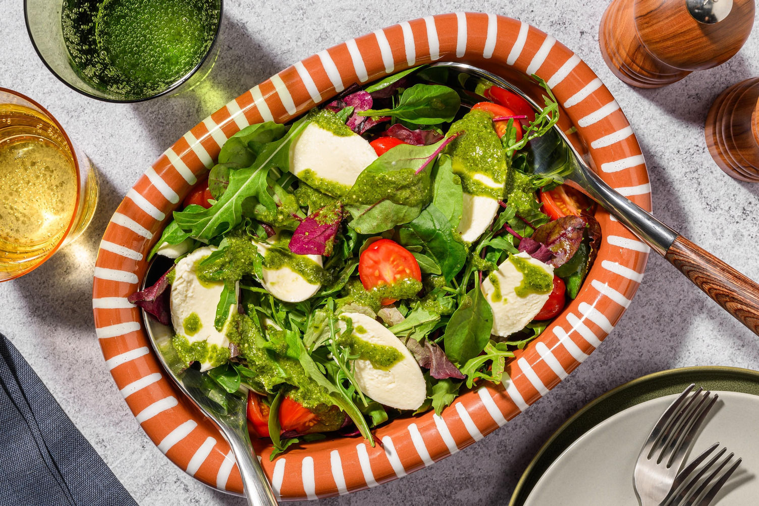 Pesto Dressed Mozzarella Side Salad Recipe | HelloFresh