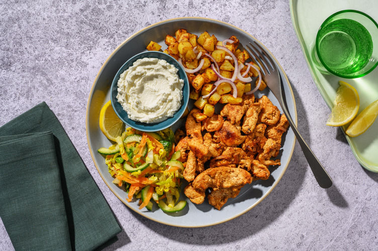 Assiette shawarma poulet Label rouge & sauce labneh Recette | HelloFresh