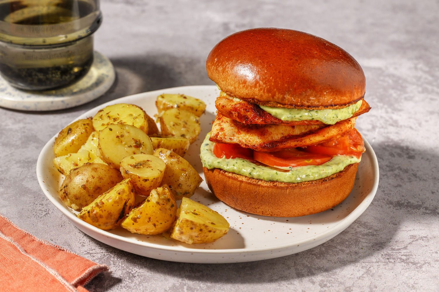 Paprika Chicken Burger and Herby Potatoes Recipe | HelloFresh