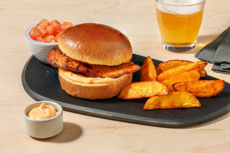 Peri Peri Chicken Burger and Spiced Wedges Recipe | HelloFresh