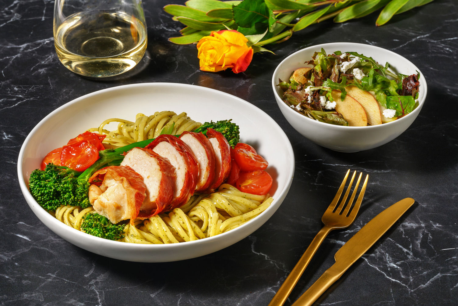 Serrano Ham Wrapped Chicken Breast on Pesto Linguine Recipe | HelloFresh
