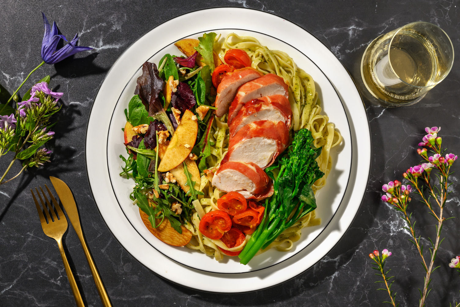 Serrano Ham Wrapped Chicken on Pesto Tagliatelle Recipe | HelloFresh