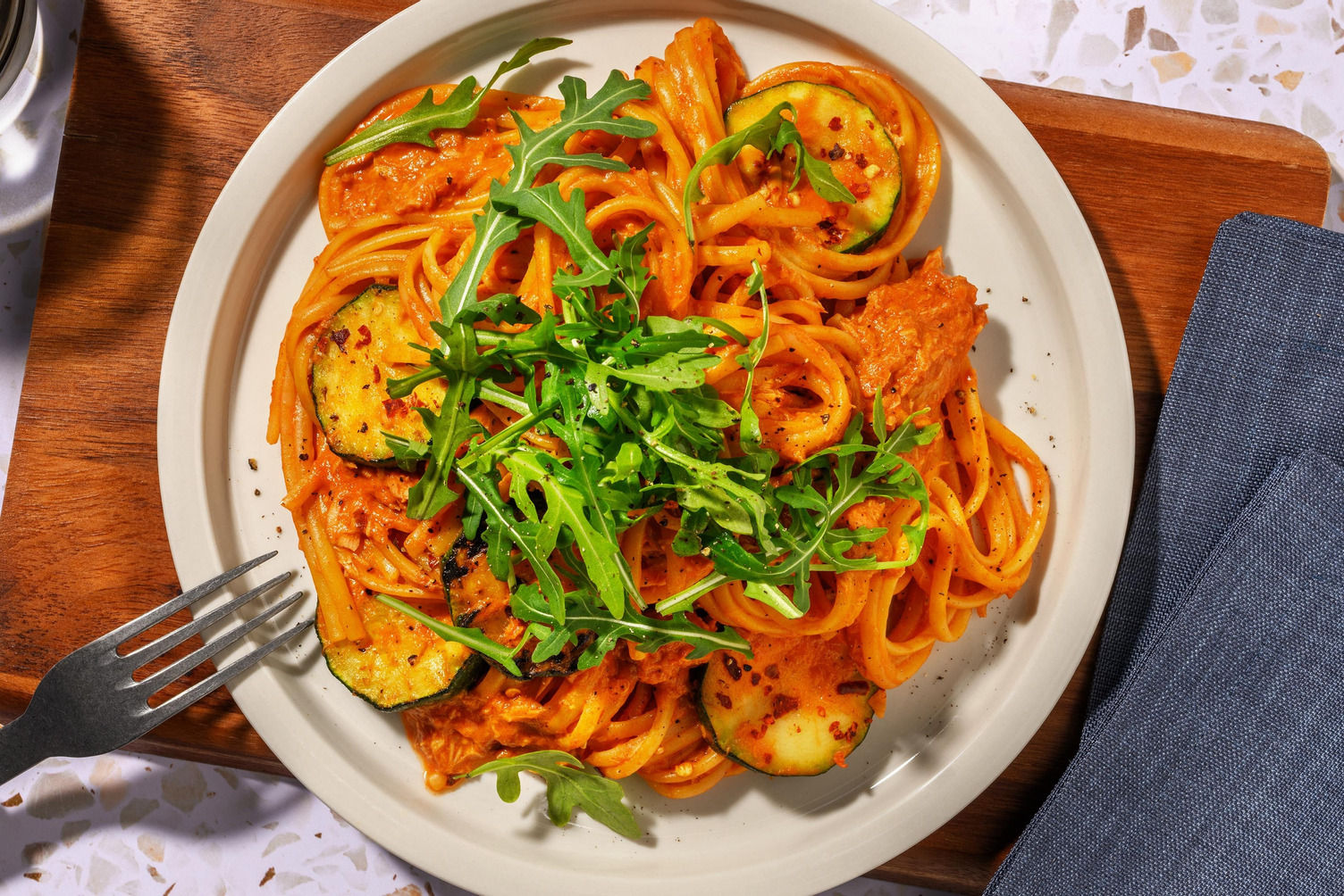 Creamy Tomato Chilli Prawn and Tuna Spaghetti Recipe | HelloFresh