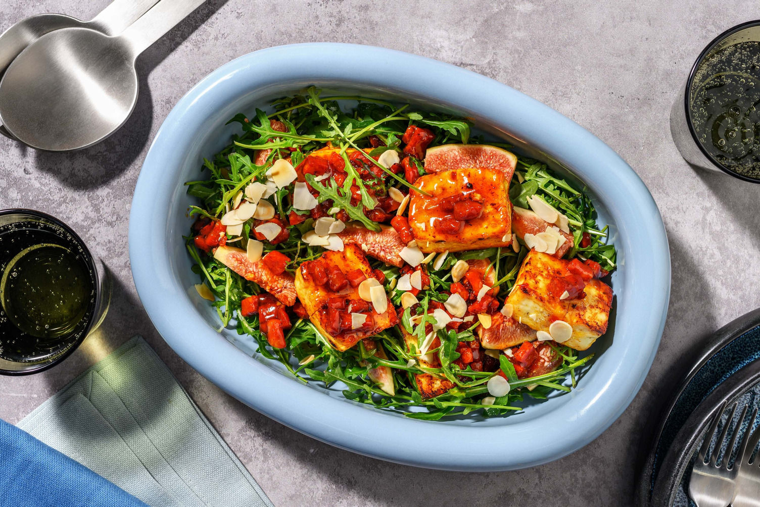 Glazed Chorizo, Halloumi and Fig Side Salad Recipe | HelloFresh