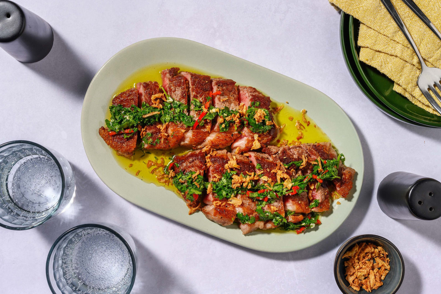 Tapas Style Chimichurri Sirloin Steaks Recipe | HelloFresh
