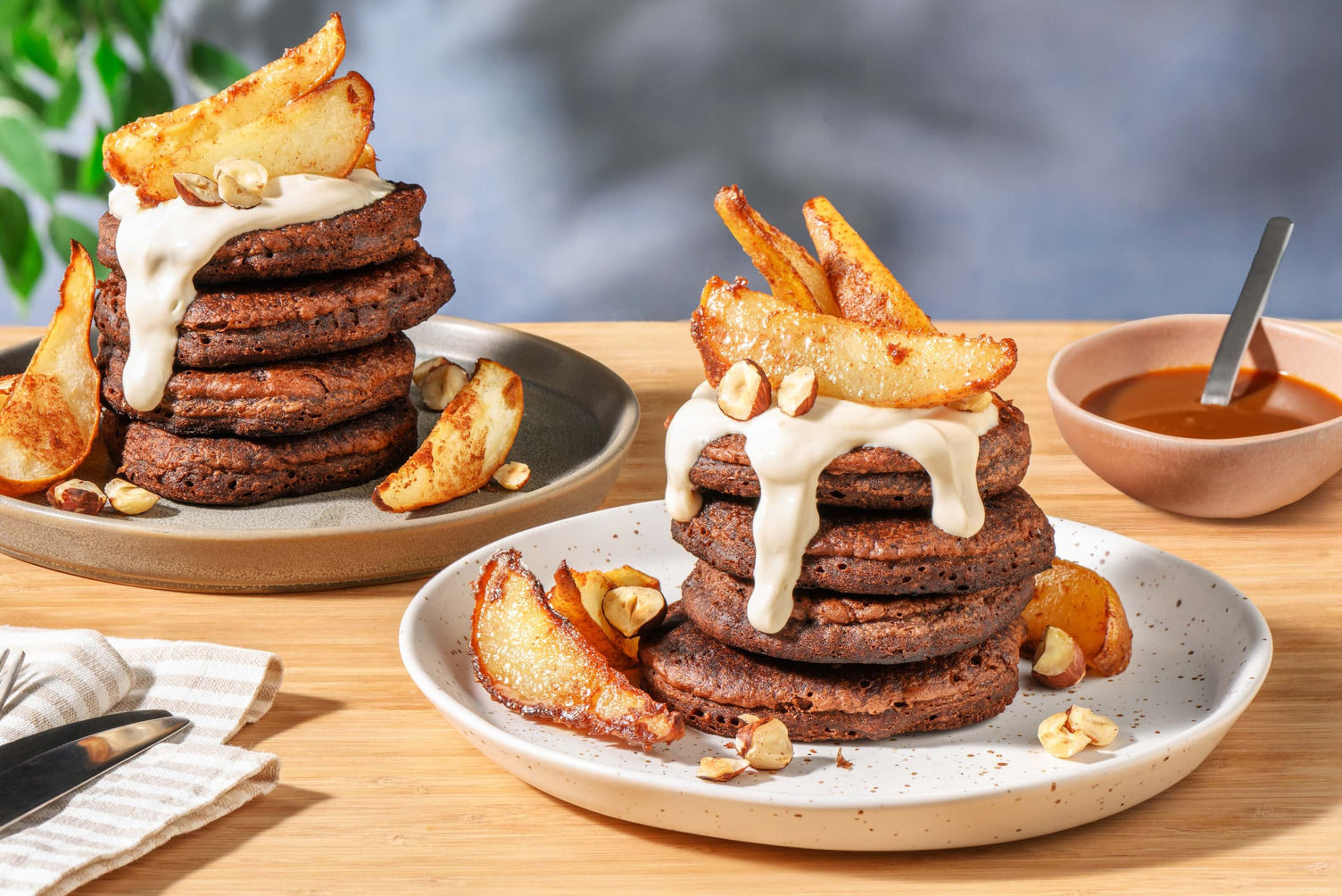 Salted Caramel and Pear Chocolate Pancakes Recipe | HelloFresh