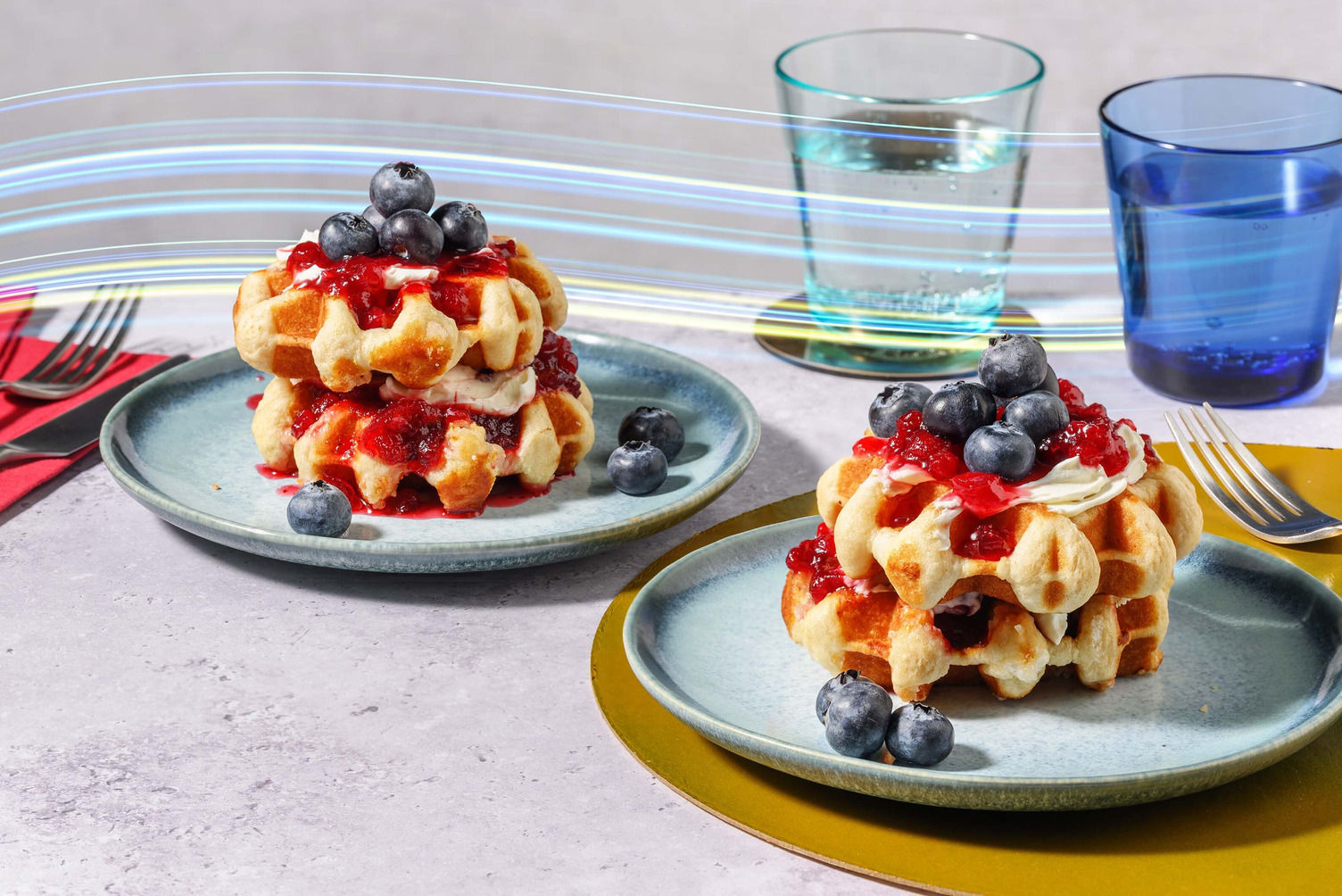 Victoria Sponge Style Whirlwind Waffle Stack Recipe | HelloFresh