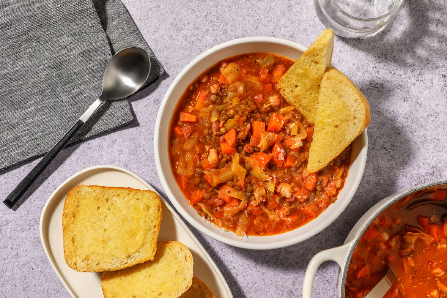 German Lisensuppe Inspired Bacon and Lentil Soup Recipe | HelloFresh