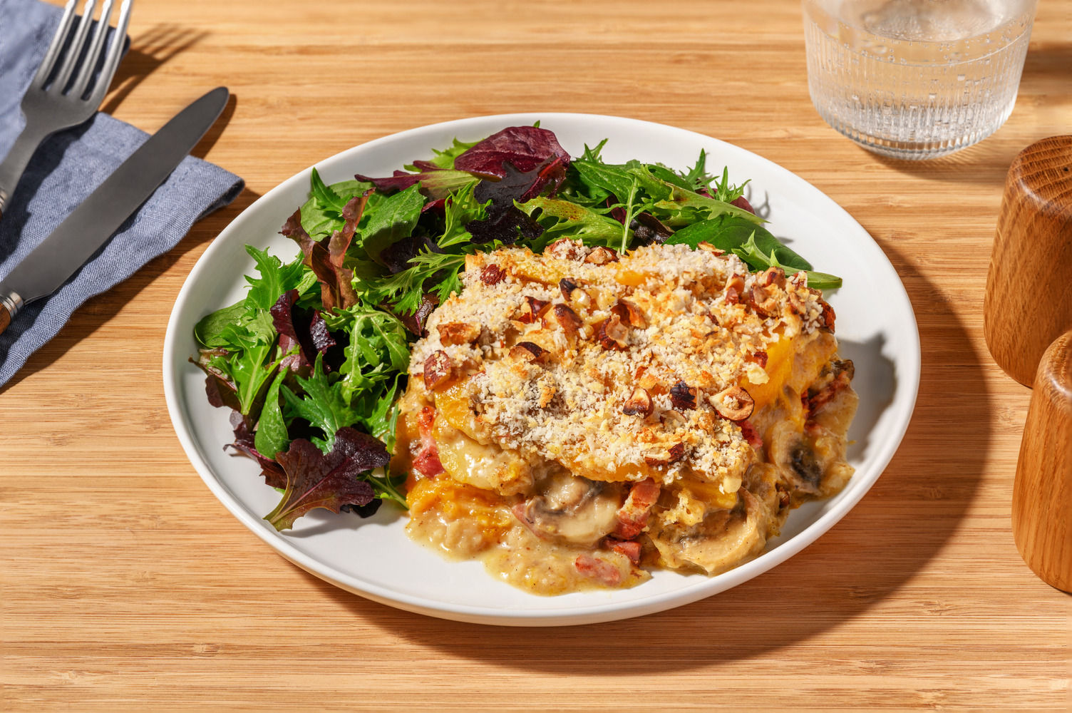 Gratin gourmand de butternut, champis & lardons Recette | HelloFresh