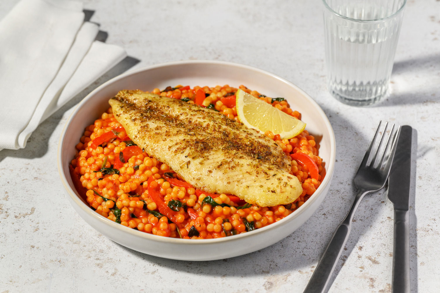 Quick Greek Inspired Salmon and Paprika Pearl Couscous Recipe | HelloFresh