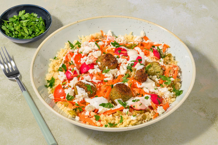 Falafel Salad Bowl with Prawns Recipe | HelloFresh