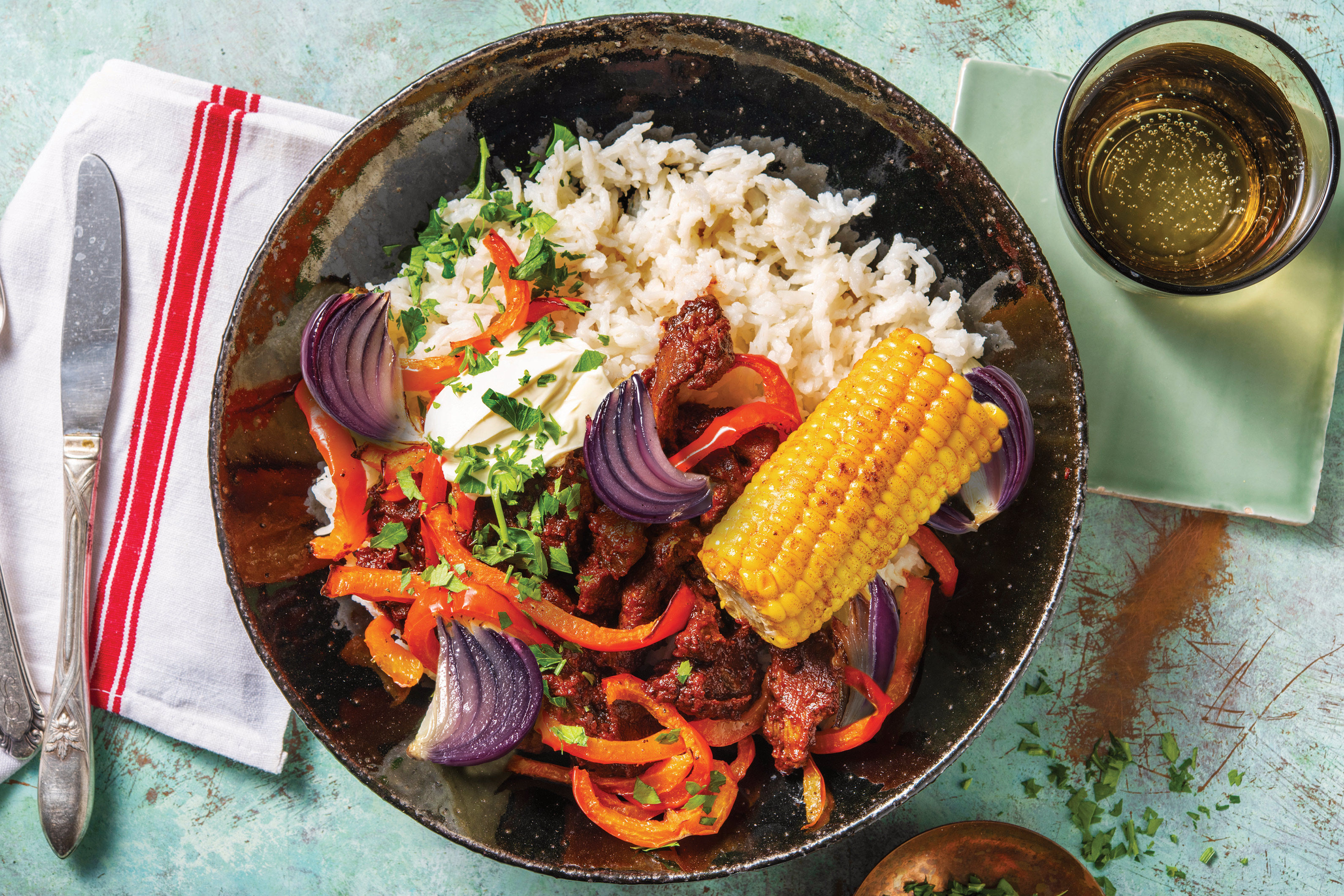 American Beef Bowl & Smokey Corn Cobs Recipe | HelloFresh