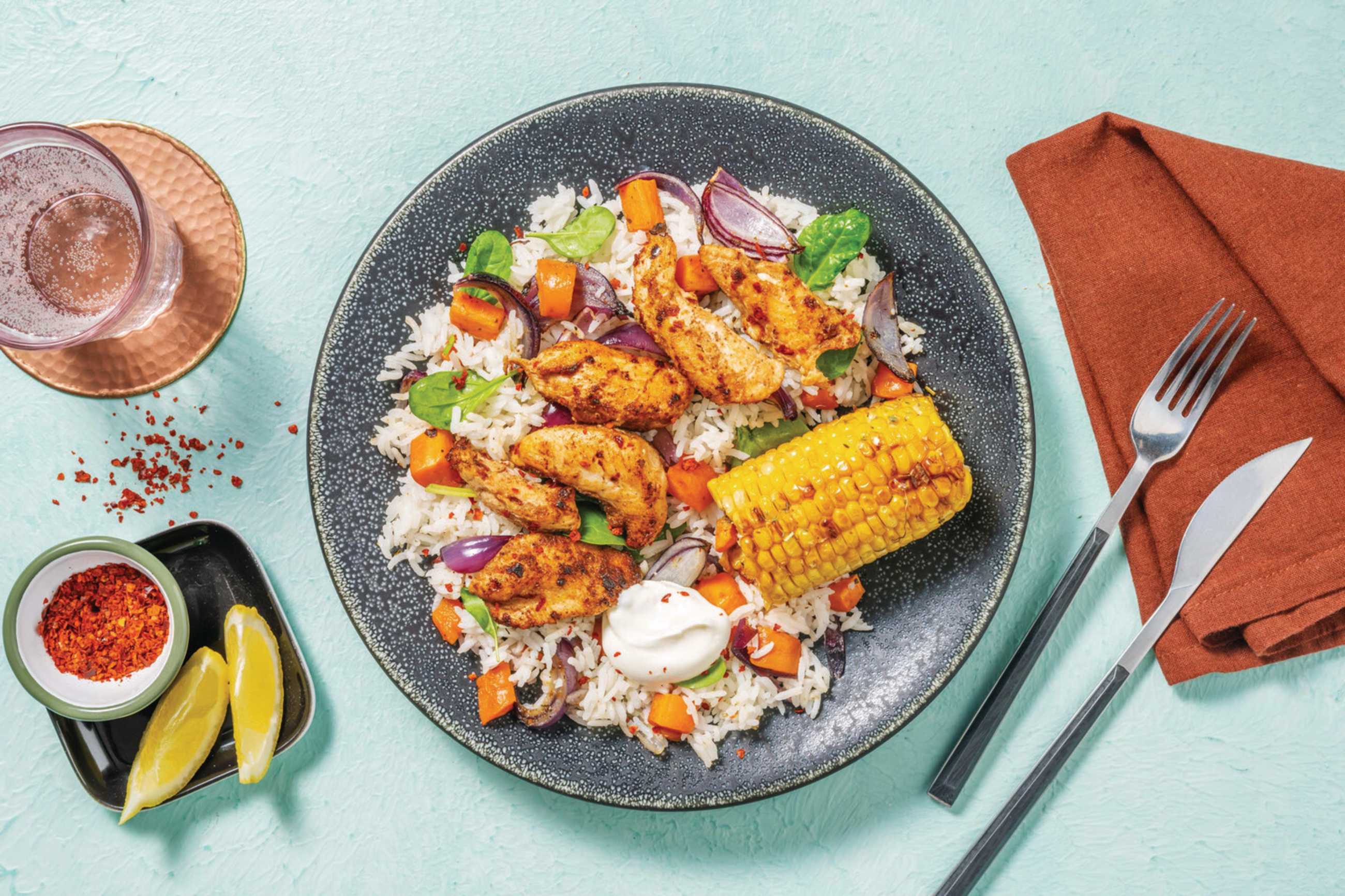 American-Spiced Chicken & Buttery Corn Recipe | HelloFresh