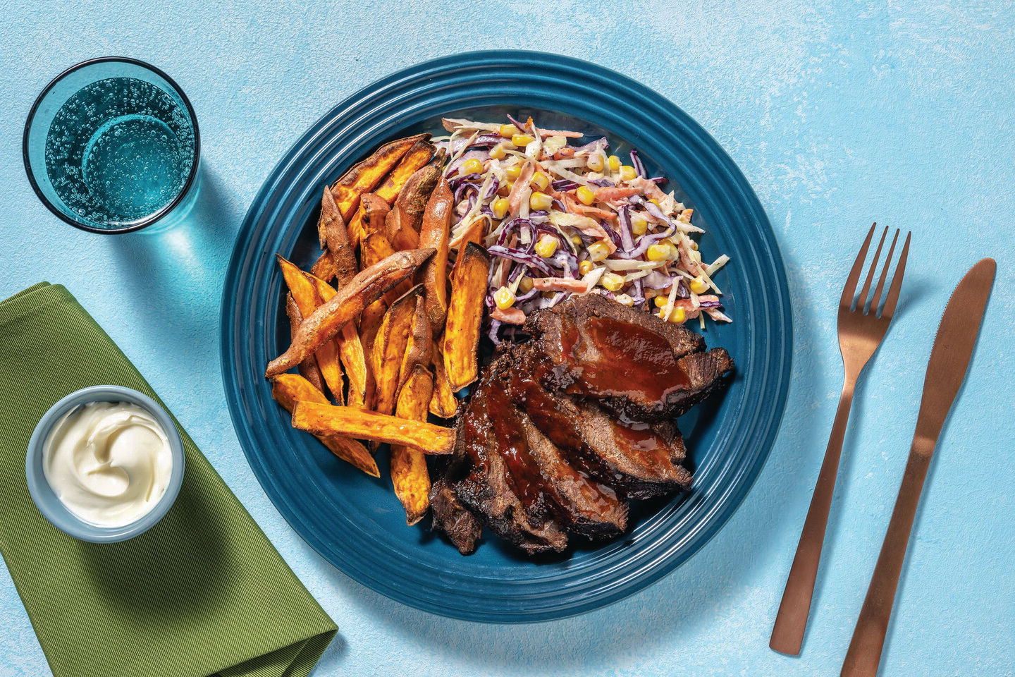 American-Style Beef Brisket with Sweet Potato Fries & Ranch Slaw Recipe ...