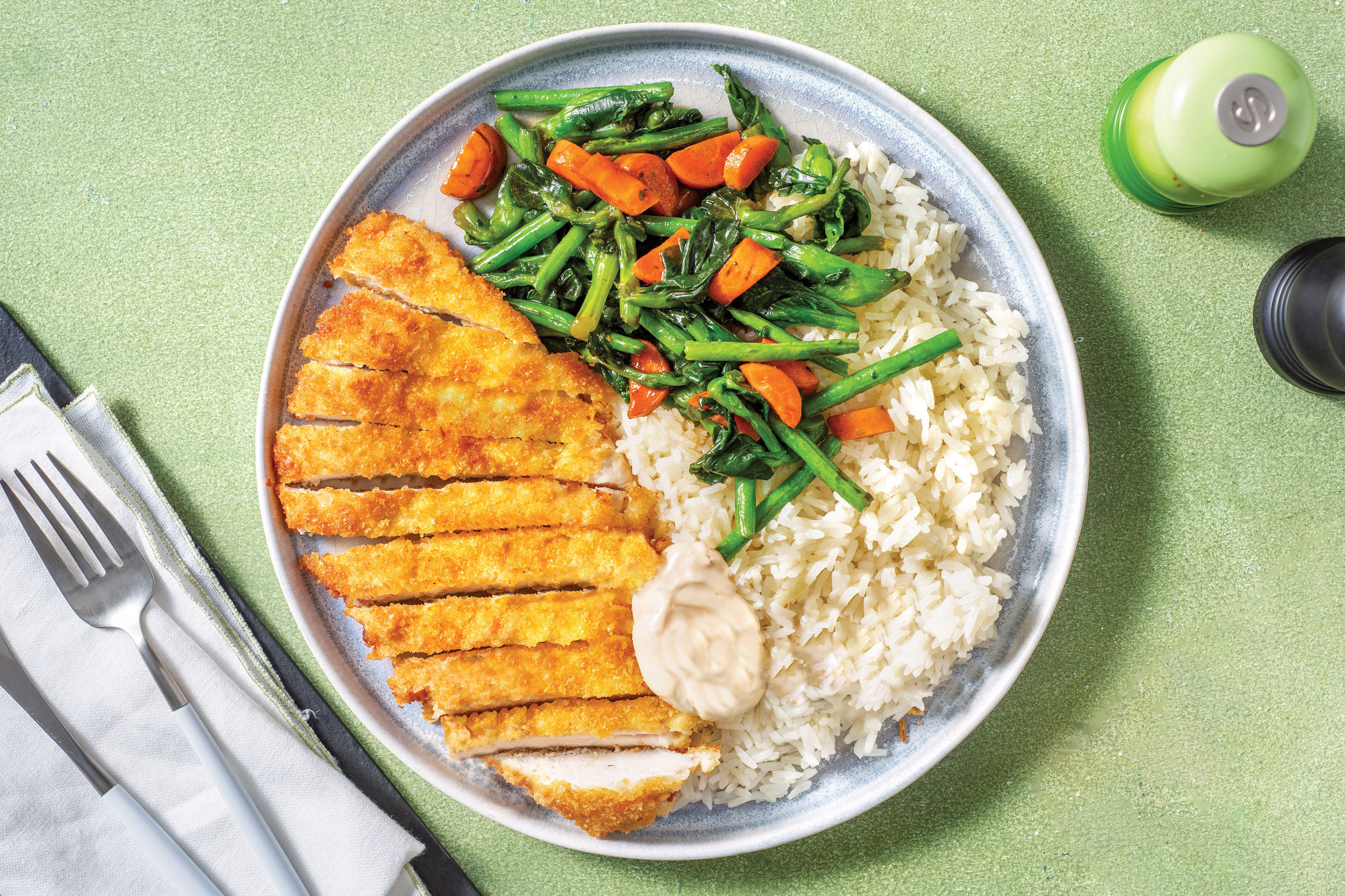 Asian Chicken Schnitzels & Garlic Rice Recipe | HelloFresh