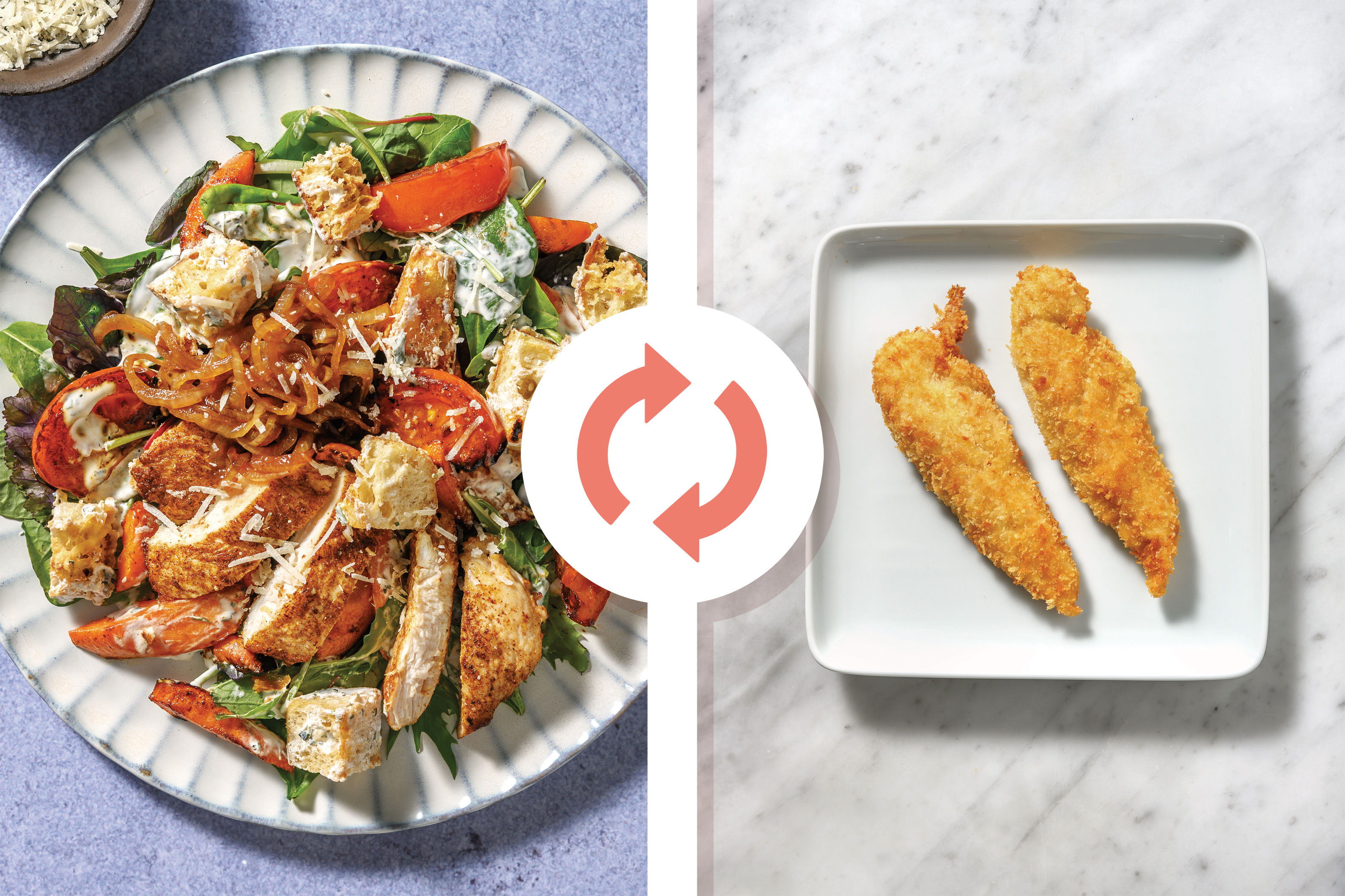 Aussie Plant-Based Crumbed Chick'n & Cheesy Crouton Salad Recipe ...