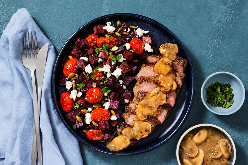 Seared Steak with Purple Sweet Potato Jumble Recipe | HelloFresh