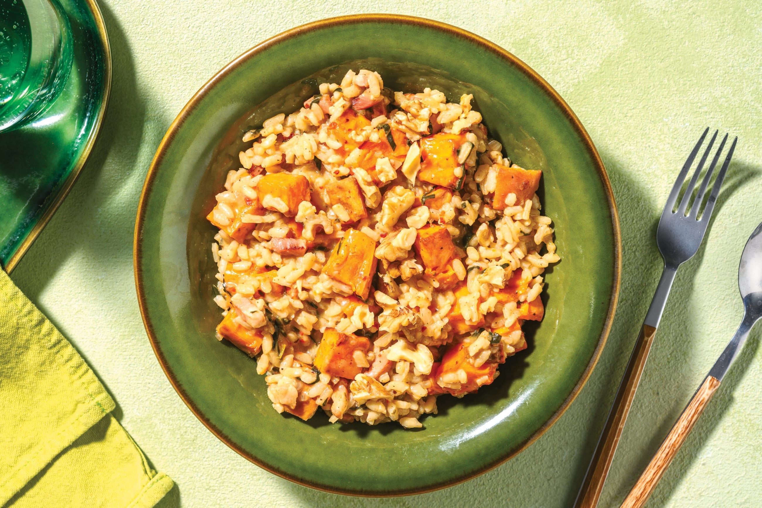 Garlicky Plant-Based Mince & Sweet Potato Risotto Recipe | HelloFresh