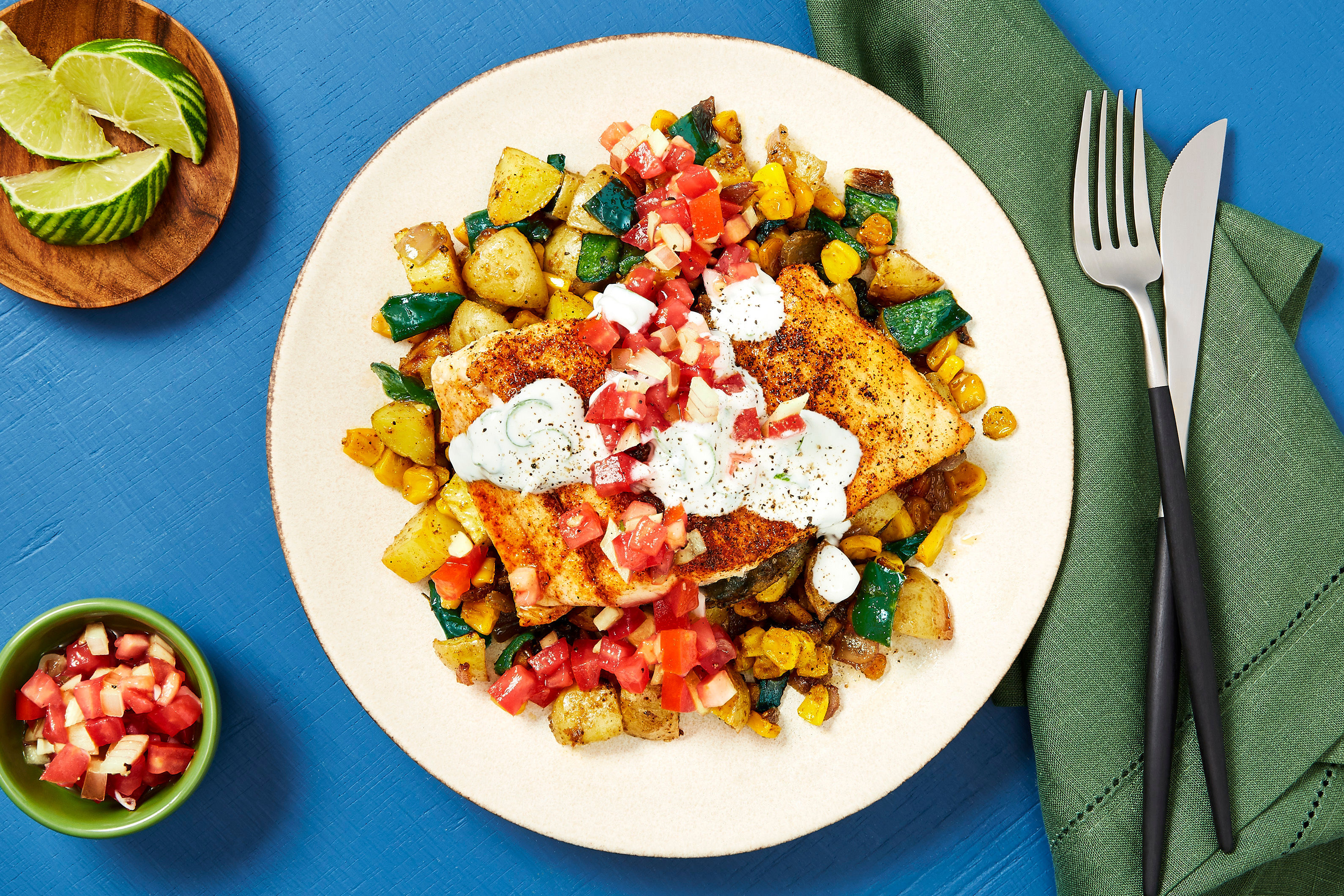 Barramundi over Corn & Poblano Hash Recipe | HelloFresh