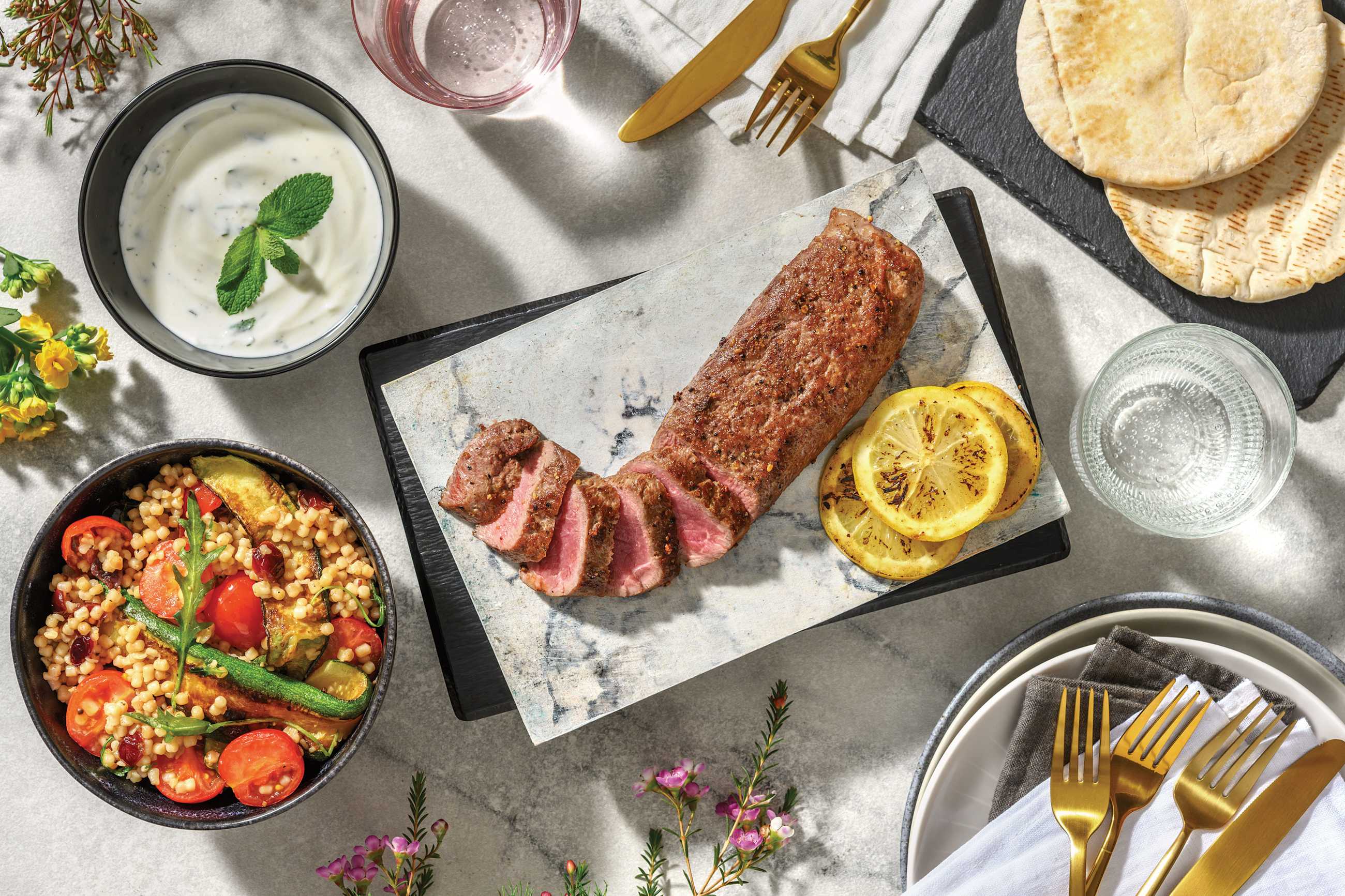 [BBQ] Chargrilled Lamb & Veggie Israeli Couscous Recipe | HelloFresh