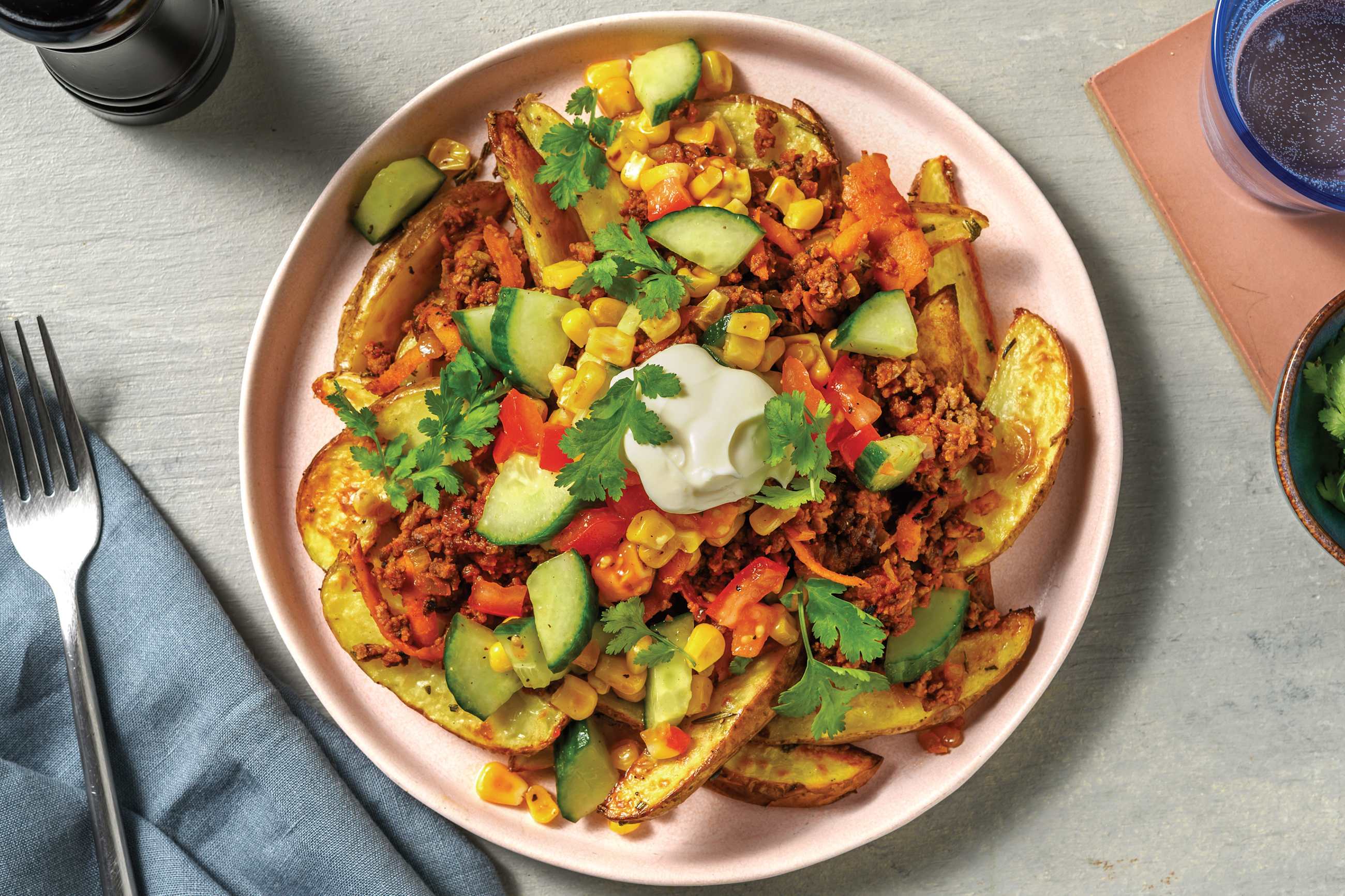BBQ Veggie Mince Loaded Wedges Recipe | HelloFresh