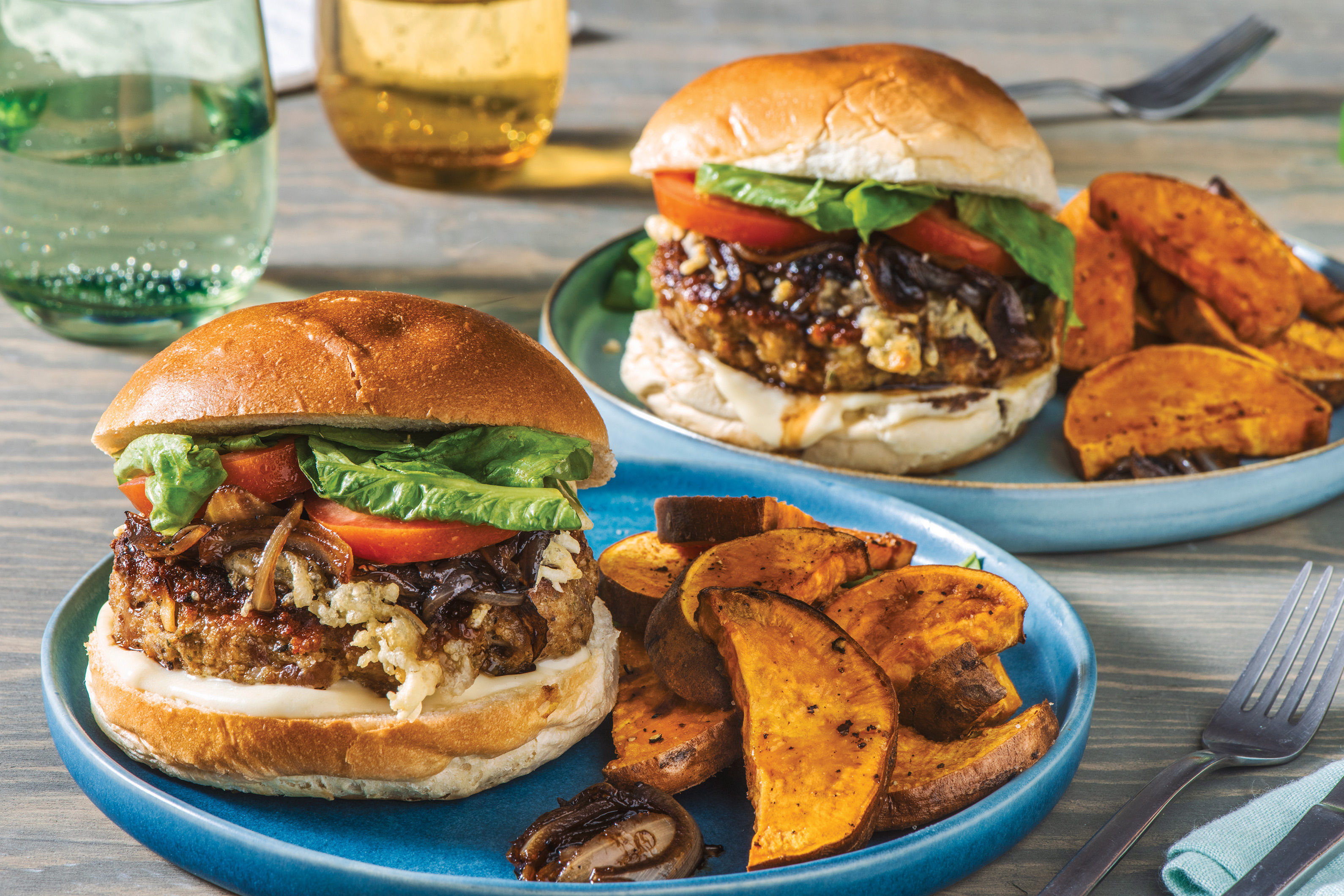 Cheesy Beef Burgers & Kumara Fries Recipe | HelloFresh