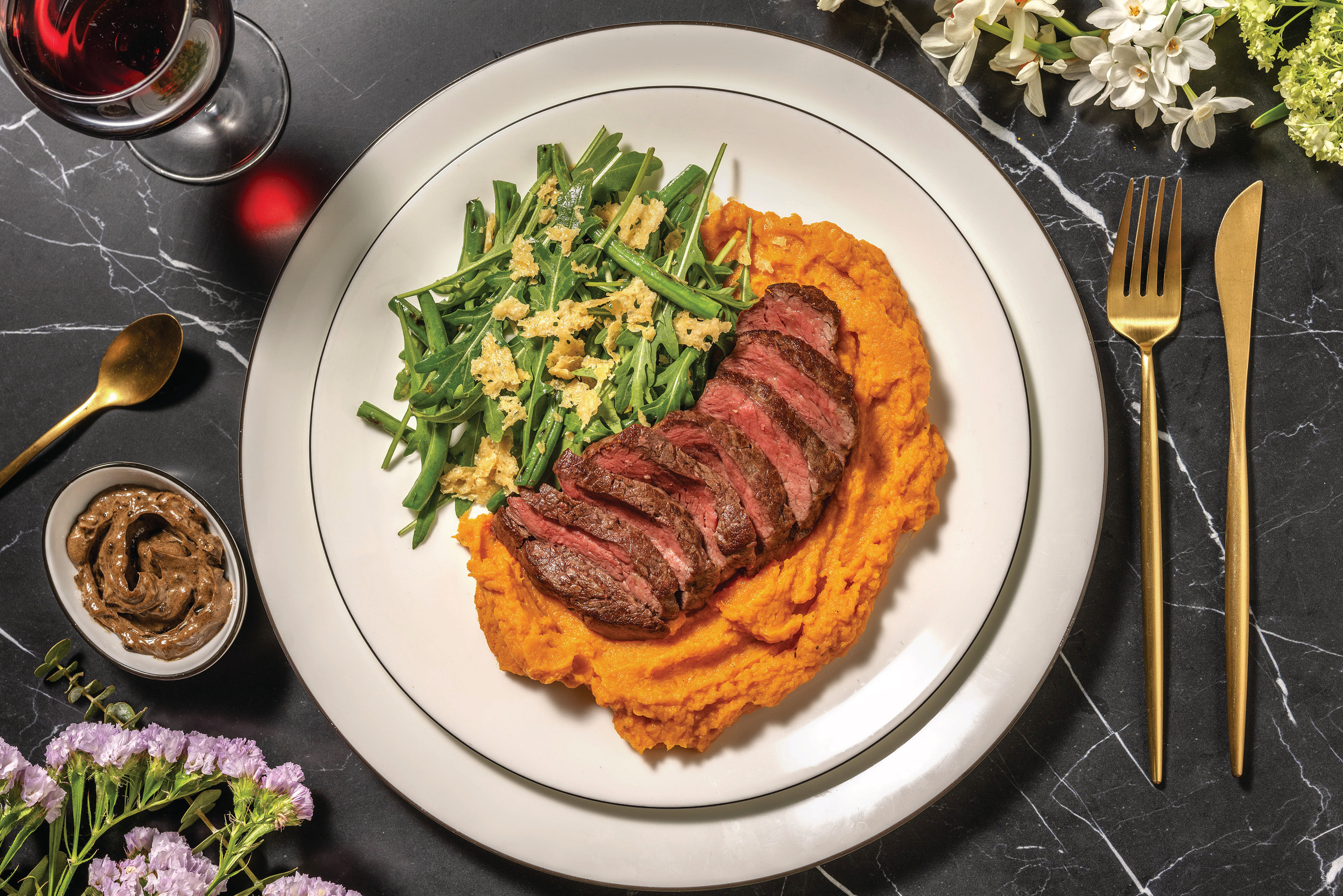 Beef Eye Fillet & Black Garlic Mayo Recipe | HelloFresh