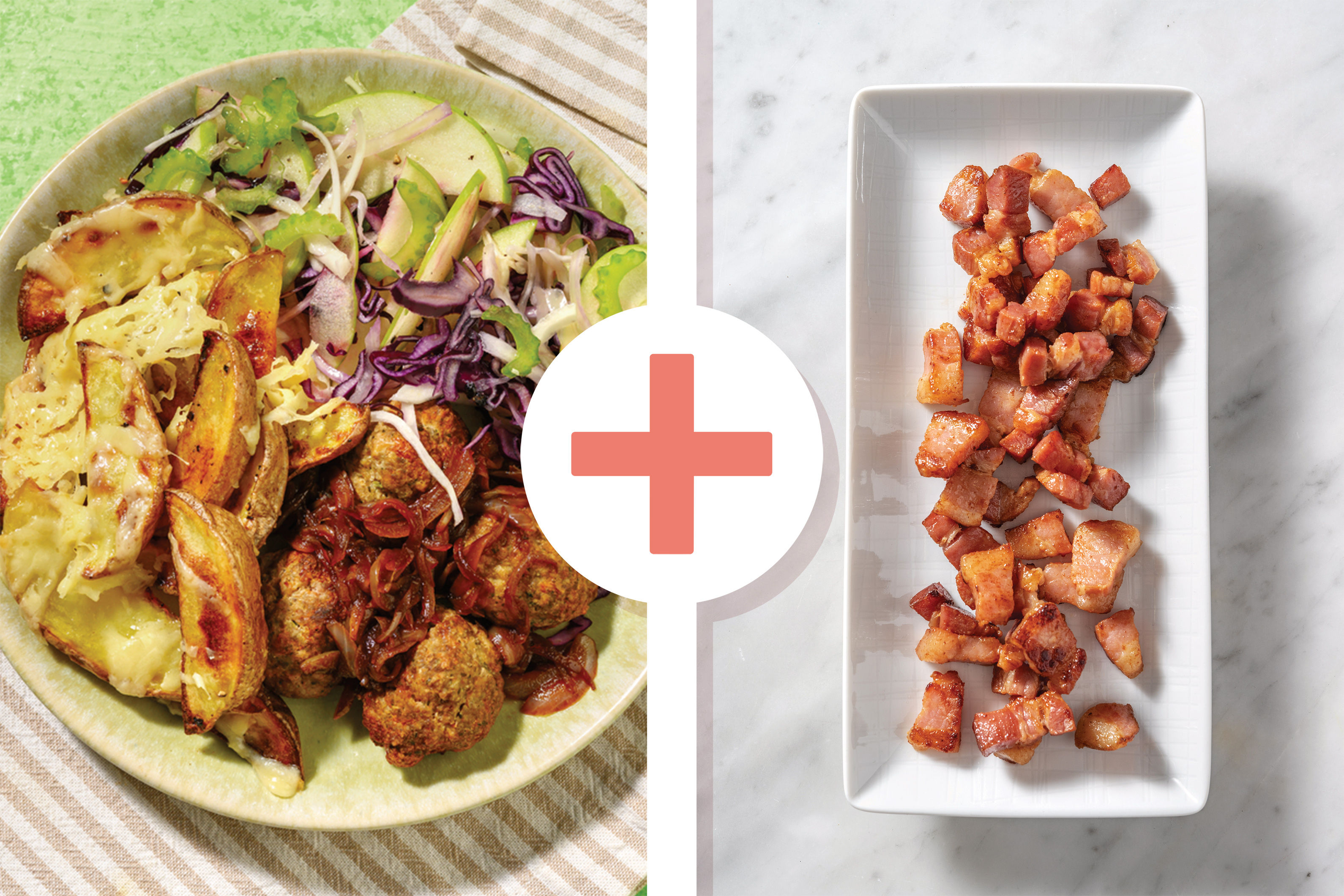 Beef Rissoles & Cheesy Bacon Potato Wedges Recipe | HelloFresh