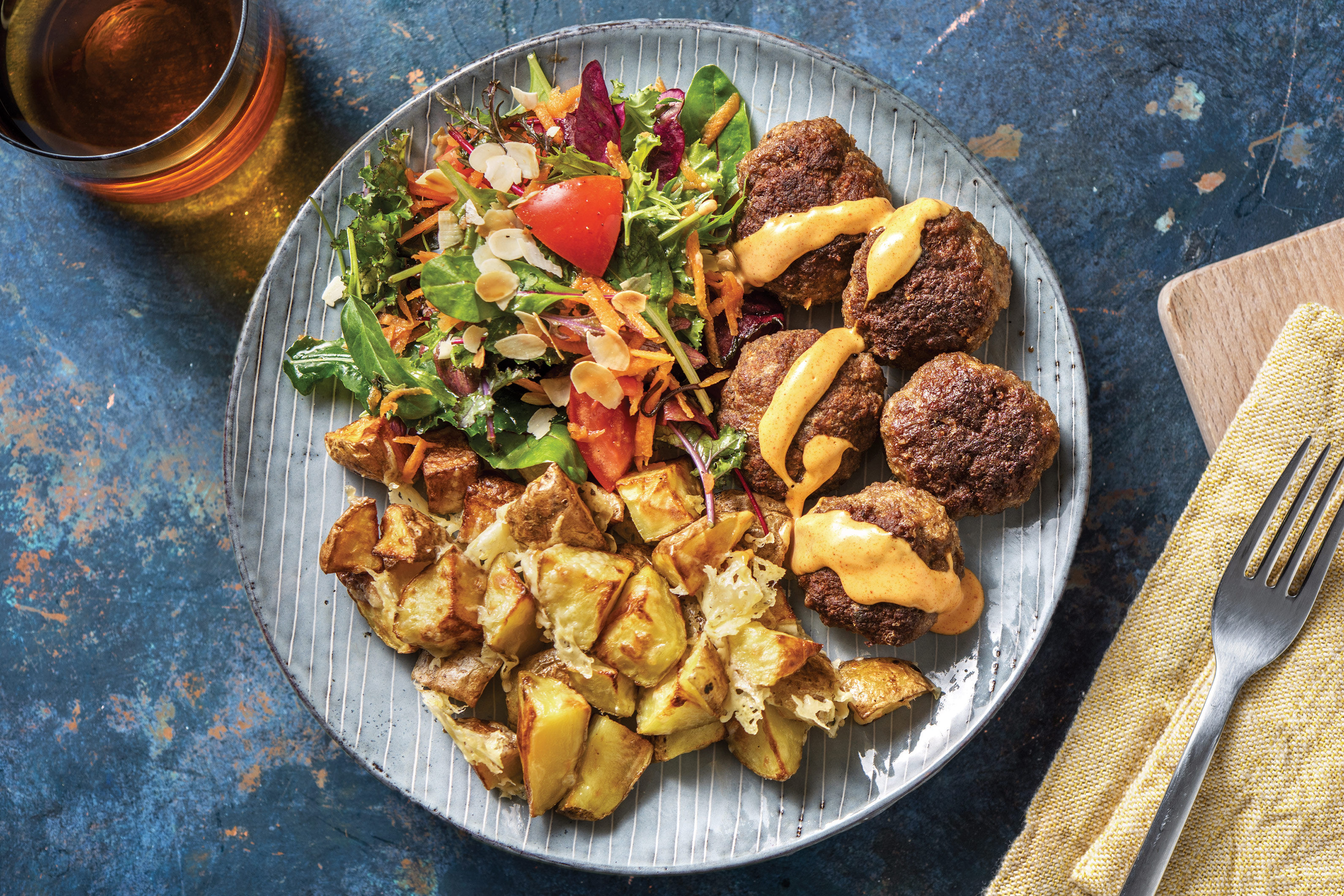 Beef Rissoles and Cheesy Potatoes Recipe | HelloFresh