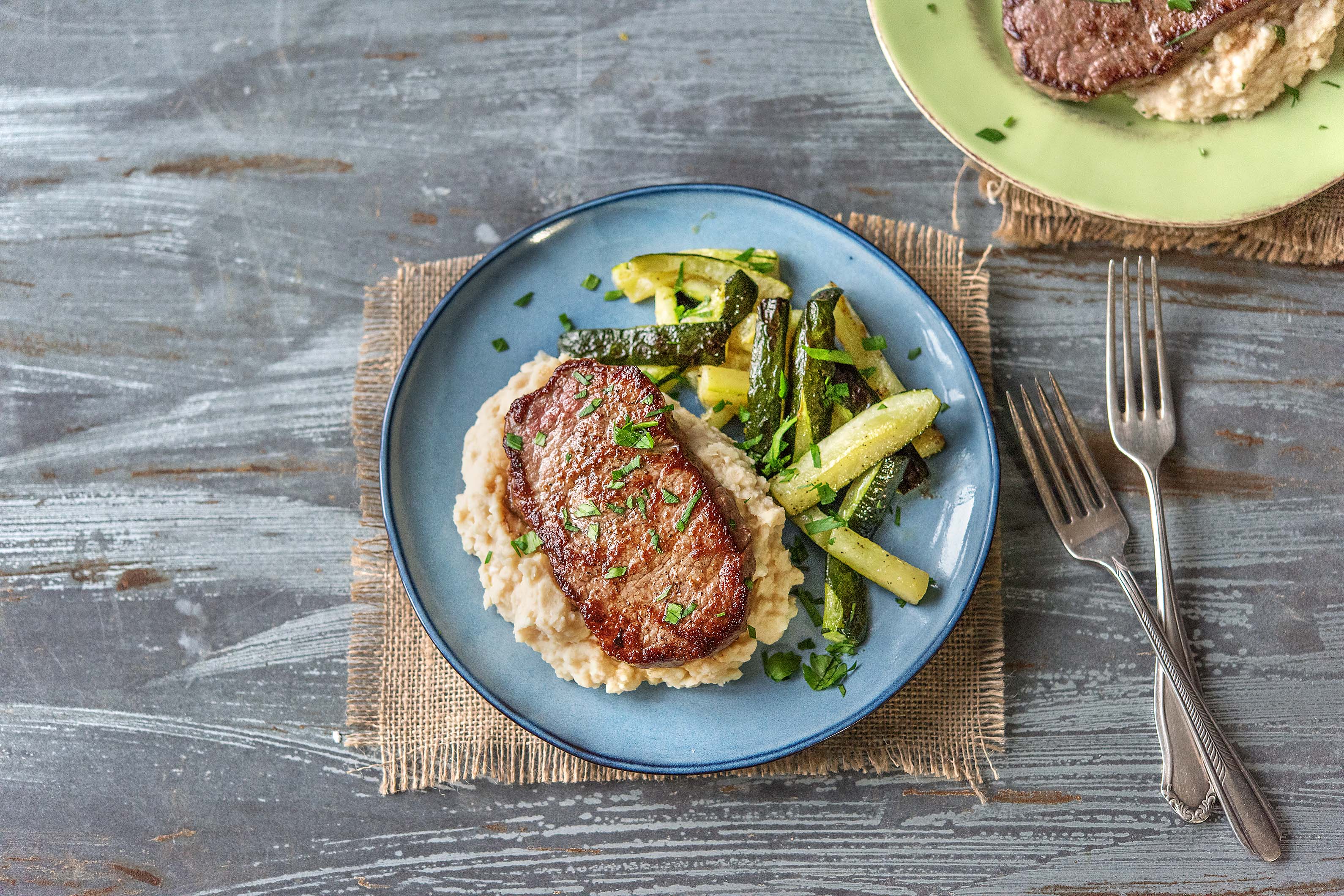 Beef with Fetta Cheese & Cannellini Bean Puree Recipe | HelloFresh