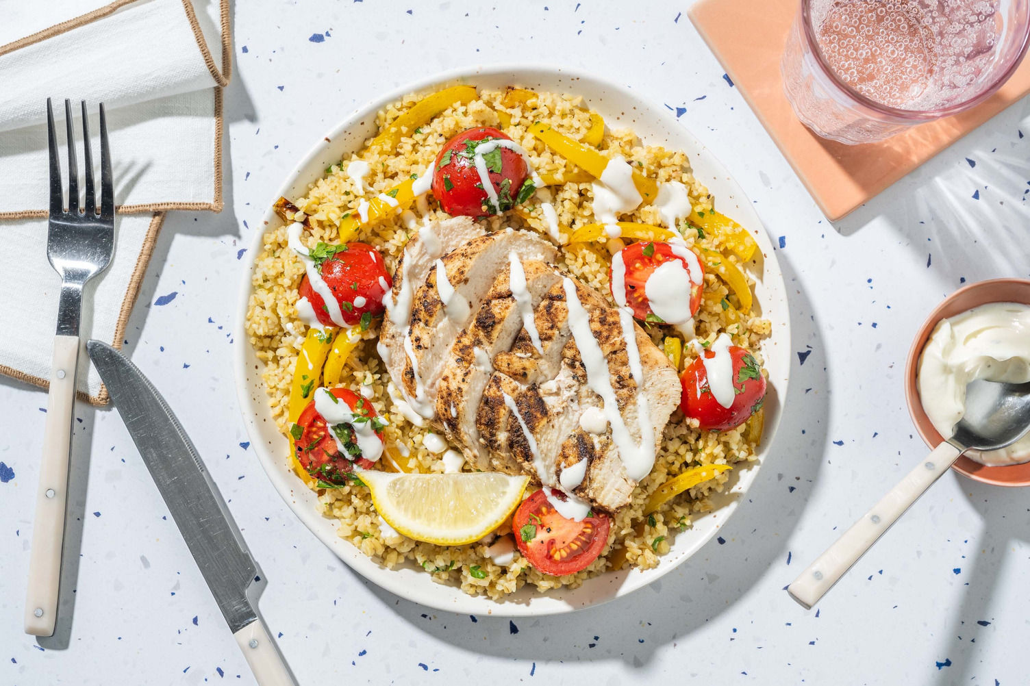 Roasted Shawarma-Spiced Chicken Thighs and Bulgur Recipe | HelloFresh