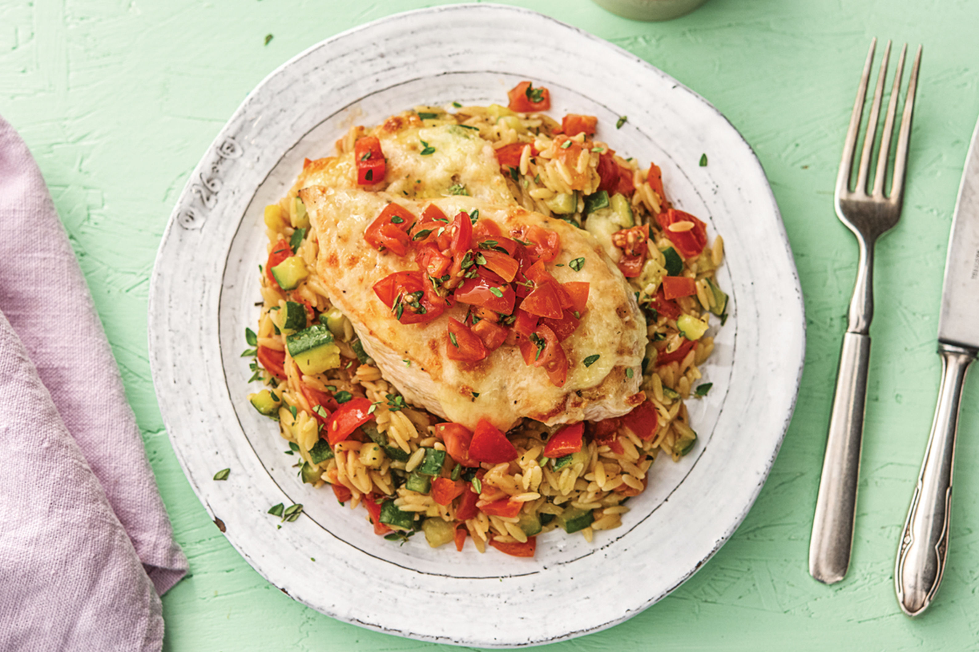 Mozzarella Chicken with Risoni Recipe | HelloFresh