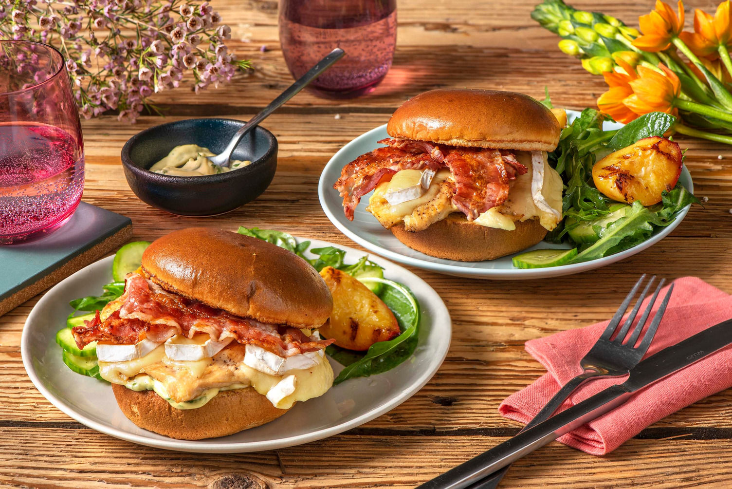 Grilled Brie and Bacon-Topped Chicken Burgers Recipe | HelloFresh