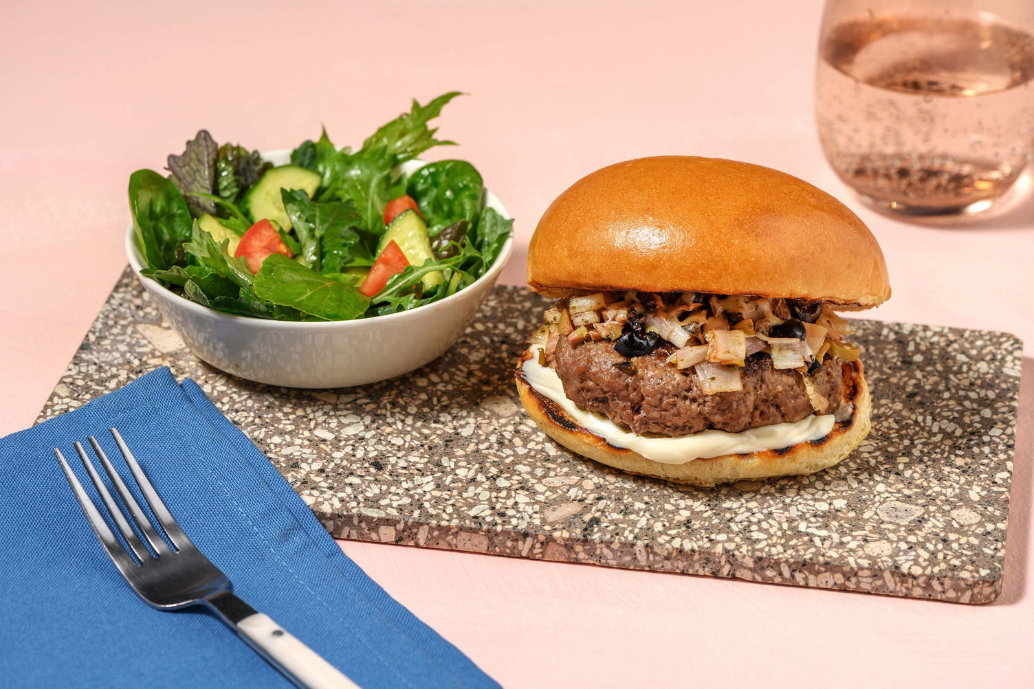 Grilled Muffaletta-Style Burgers Recipe | HelloFresh