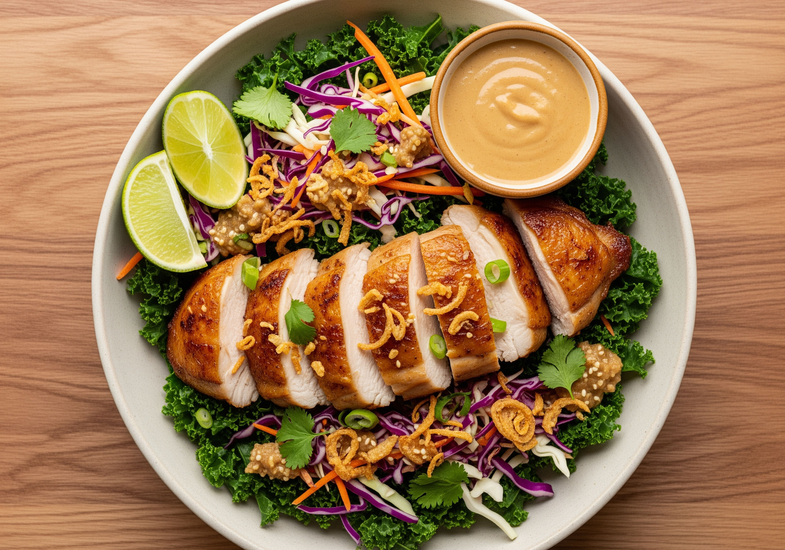 [PROTEIN DOUBLE CHICKEN THIGHS] Nutty Thai Crunchy Salad with Seared ...