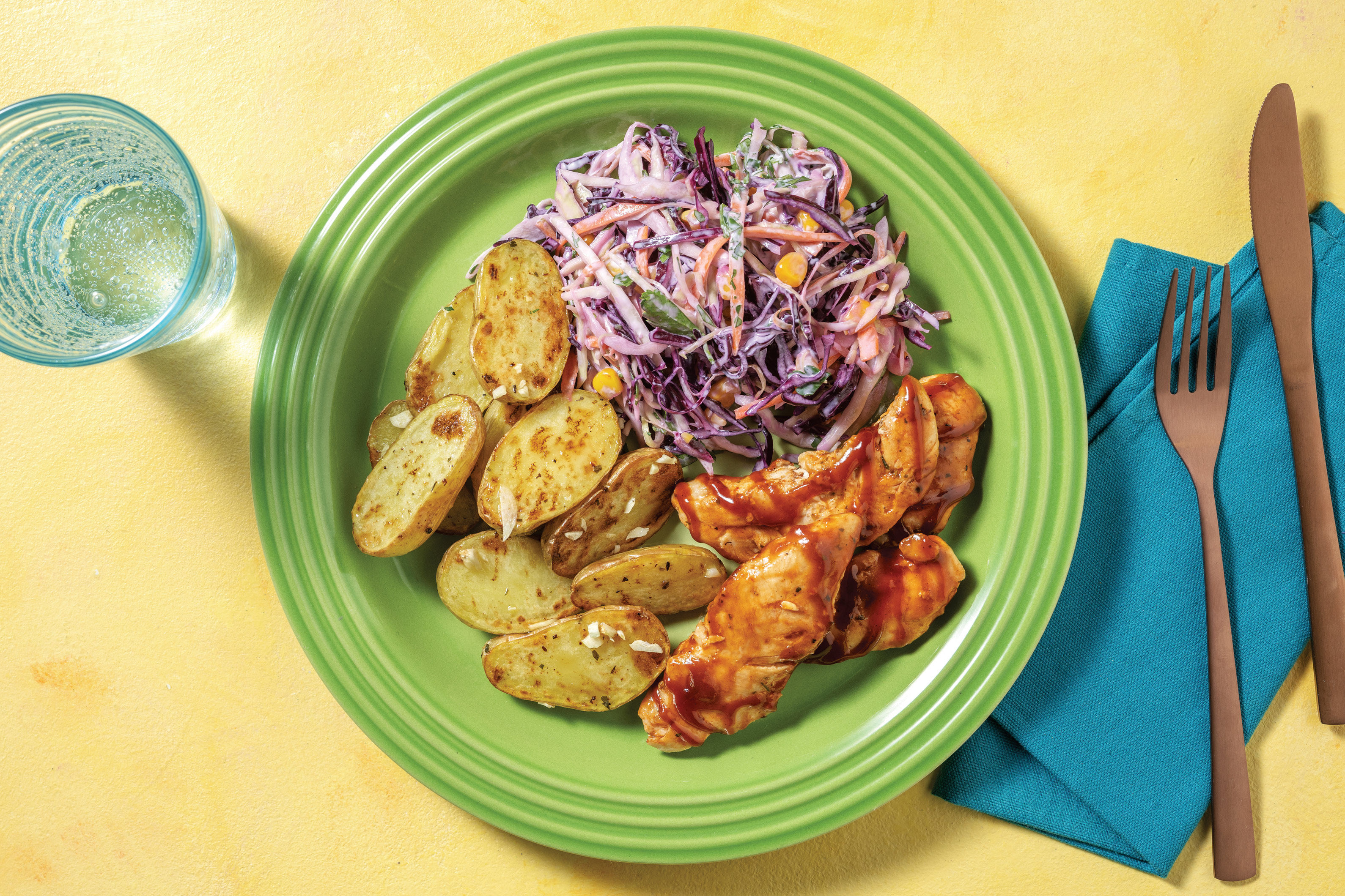 Cal Smart BBQ Chicken & Roast Potatoes with Ranch Slaw Recipe | HelloFresh