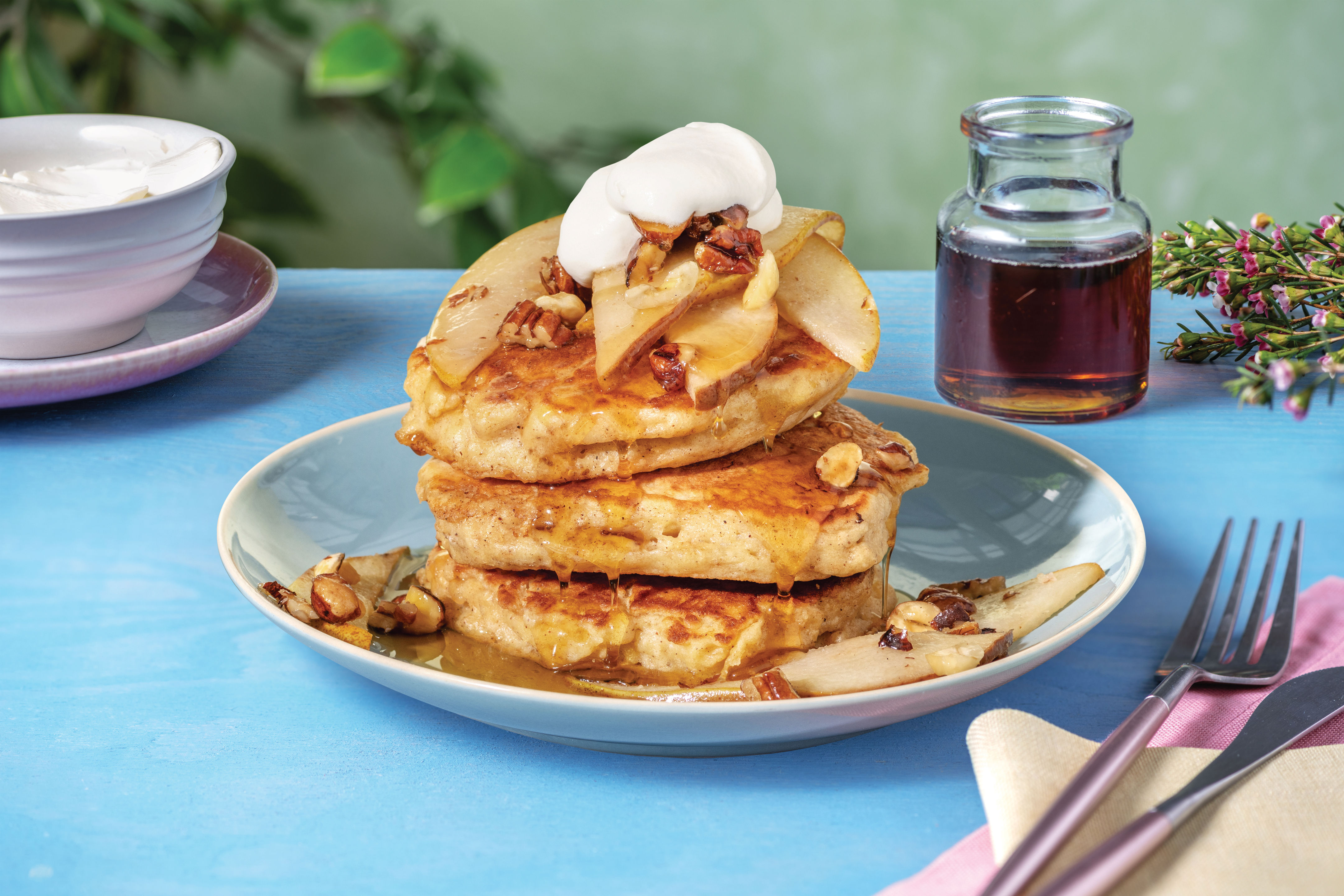 Caramelised Pear & Pecan Pancakes Recipe | HelloFresh