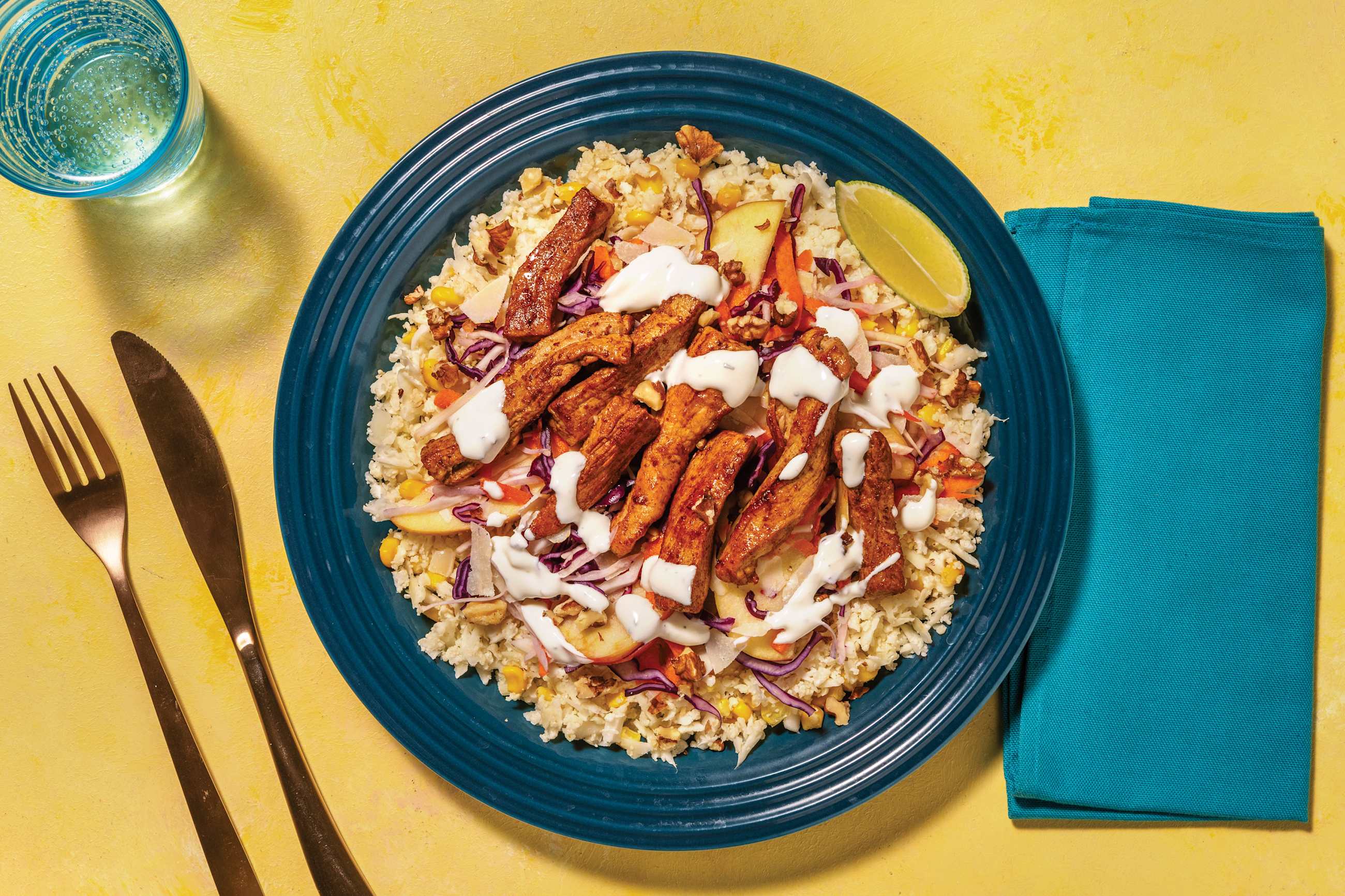 Carb Smart Sticky Pork & Corn-Cauli Rice with Cheesy Slaw Recipe ...