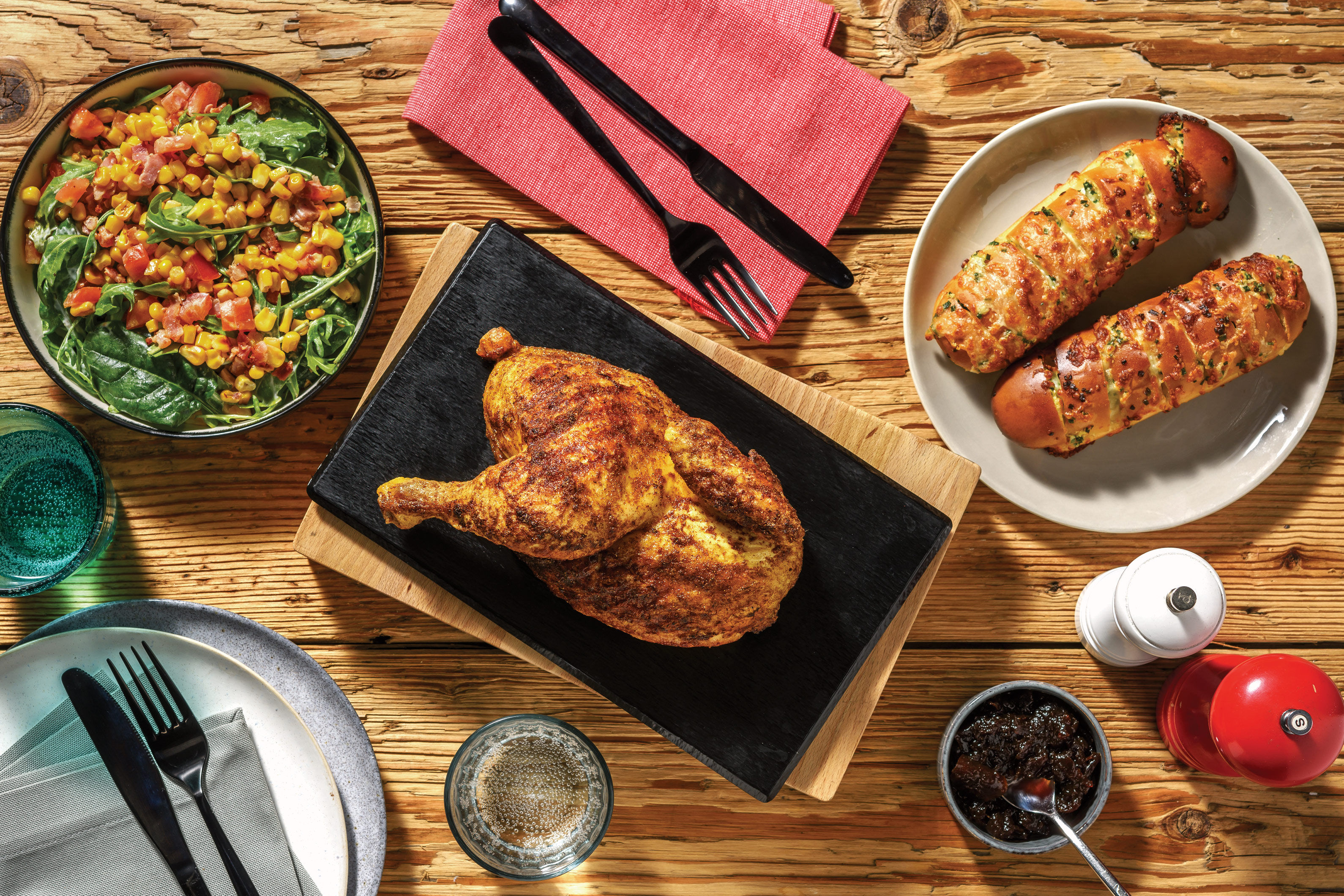 Chargrilled Chicken & Cheesy Garlic Bread Recipe | HelloFresh