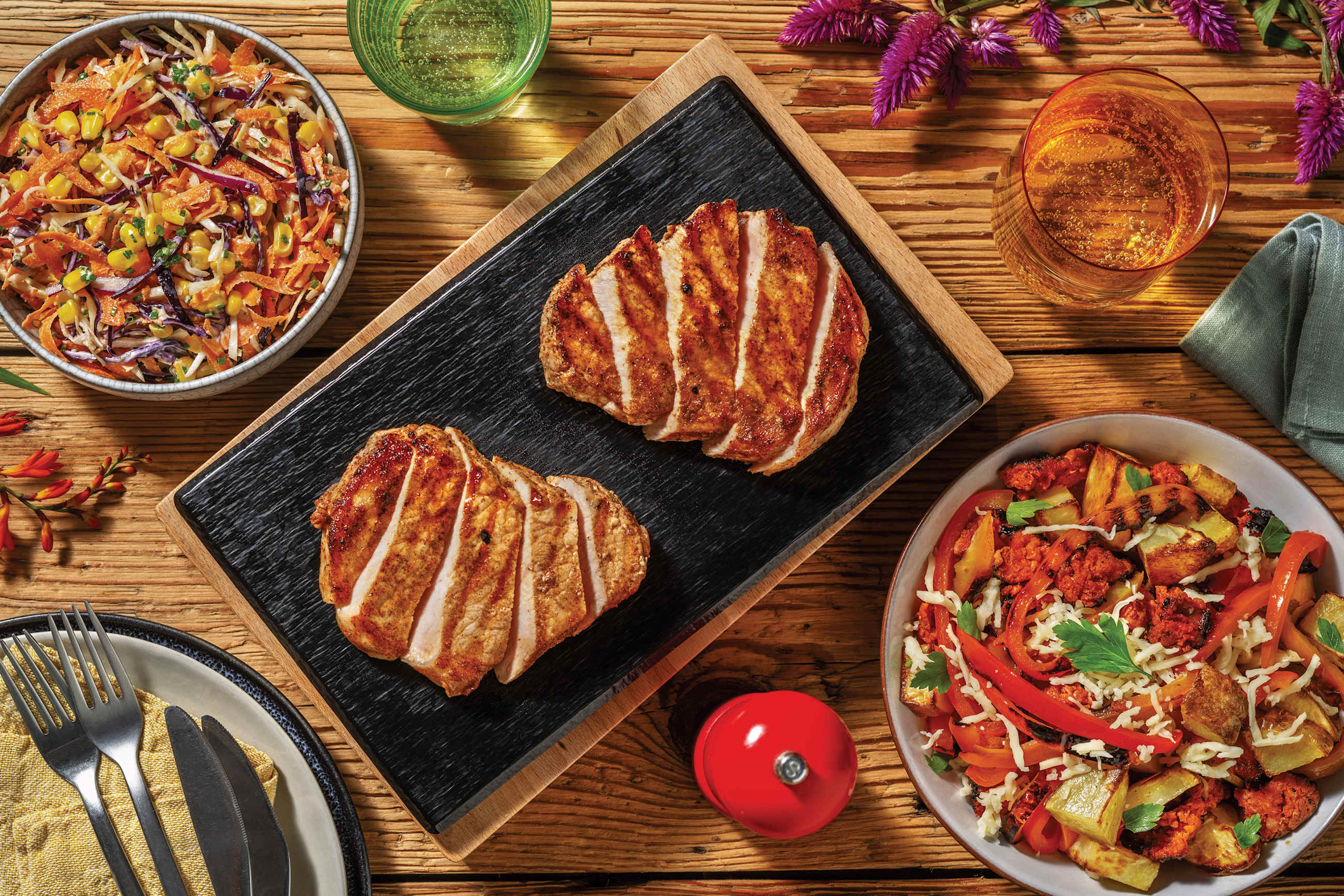 Chargrilled Peri Peri Pork & Creamy Corn Slaw Recipe | HelloFresh