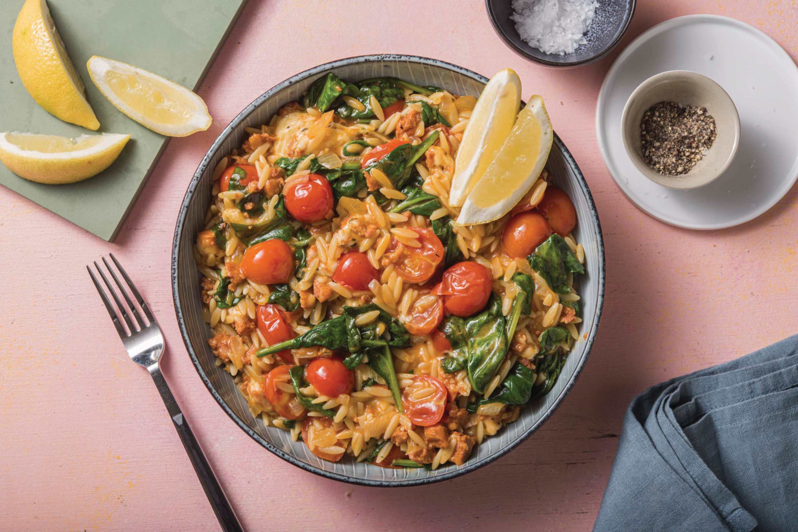 One-Pan Chorizo Risoni Risotto Recipe | HelloFresh