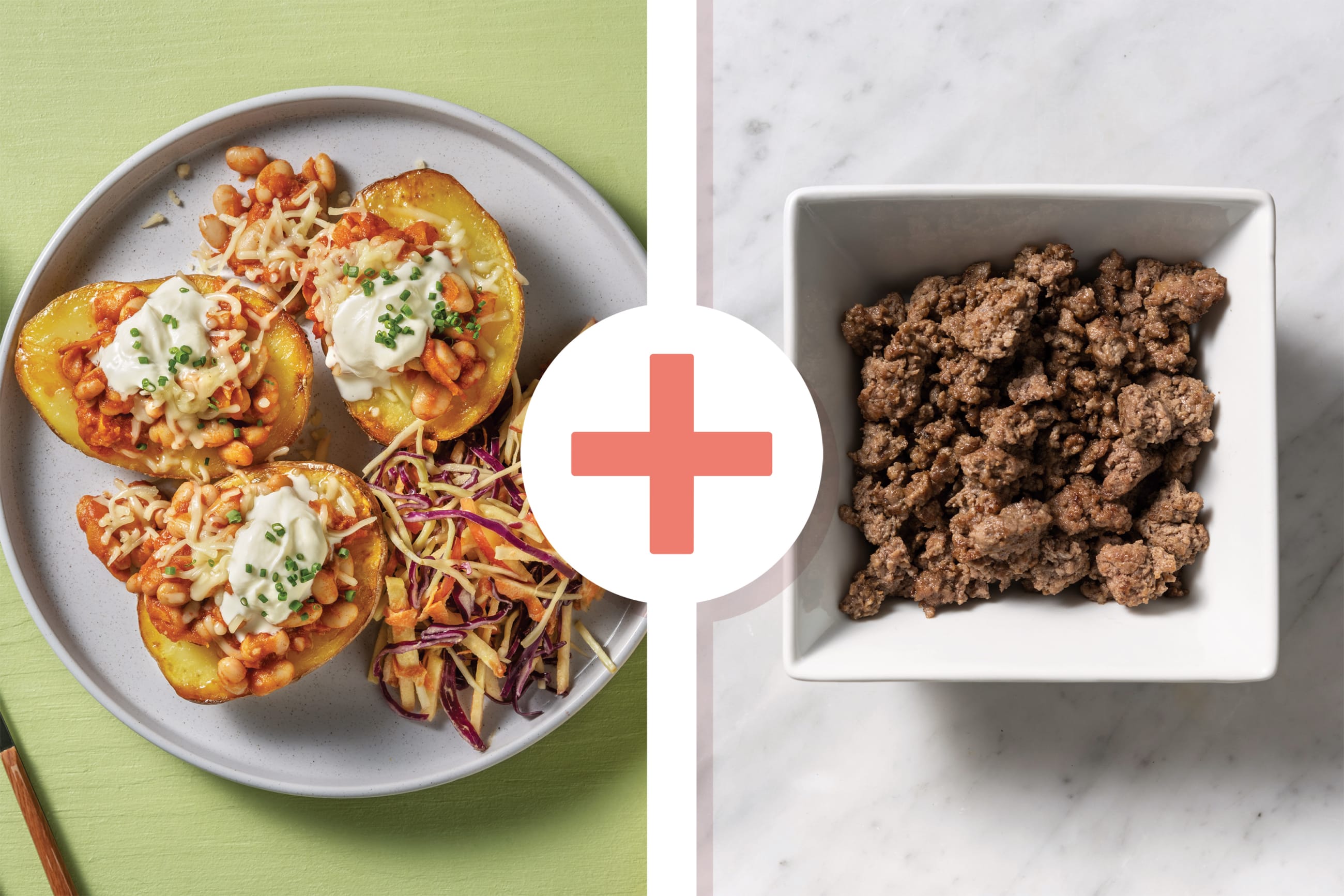 Cheat's Loaded Beef & Veggie Jacket Potatoes Recipe | HelloFresh