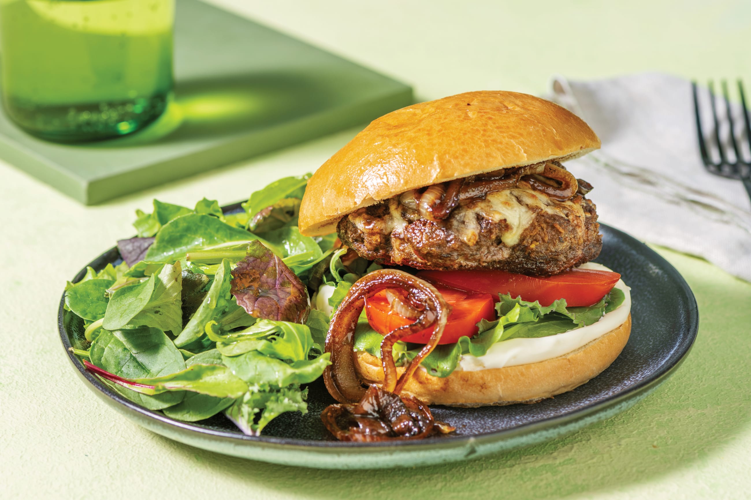 Cheesy Beef & Sticky Onion Burger Recipe | HelloFresh