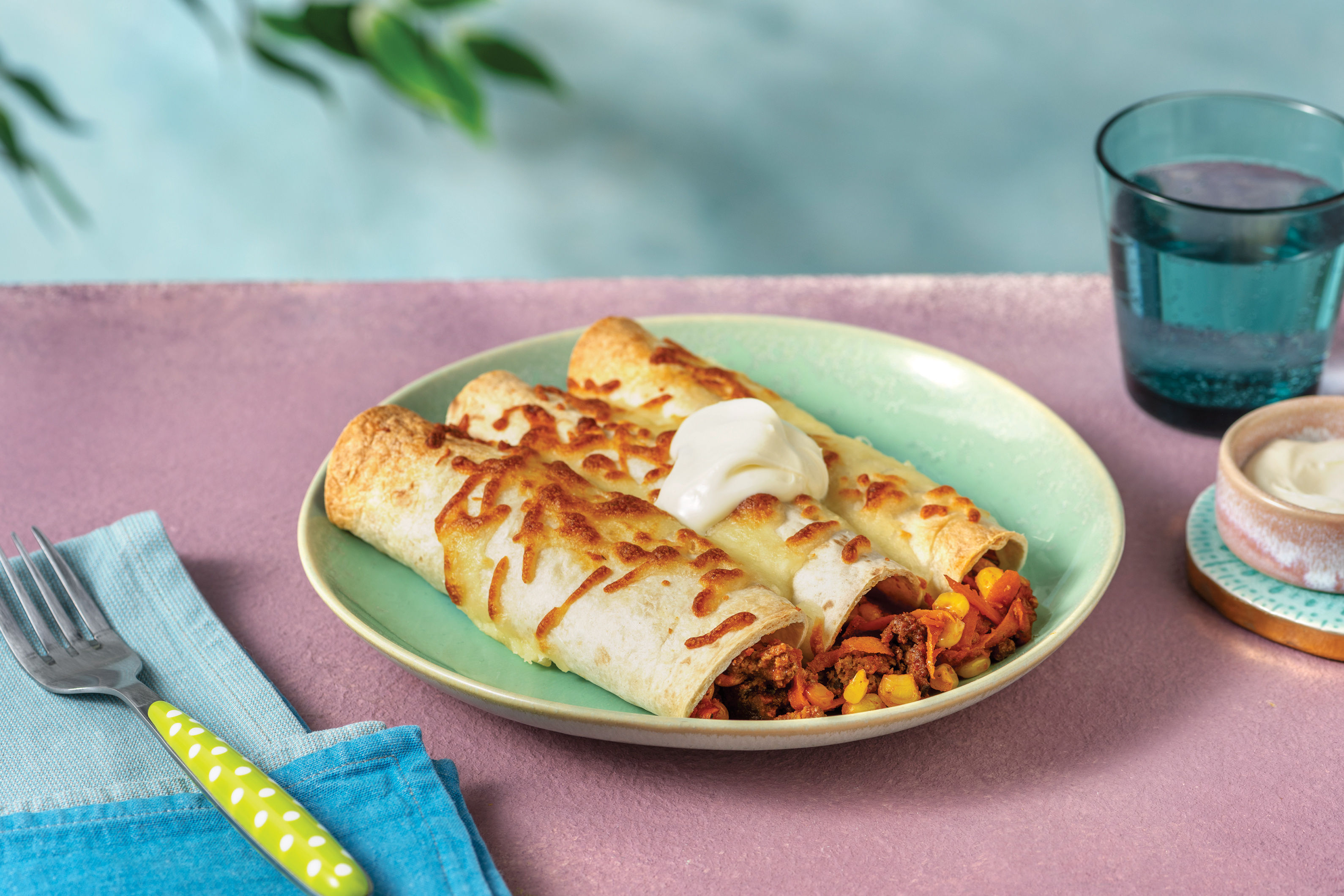 Cheesy Beef Enchiladas with Sour Cream Recipe | HelloFresh