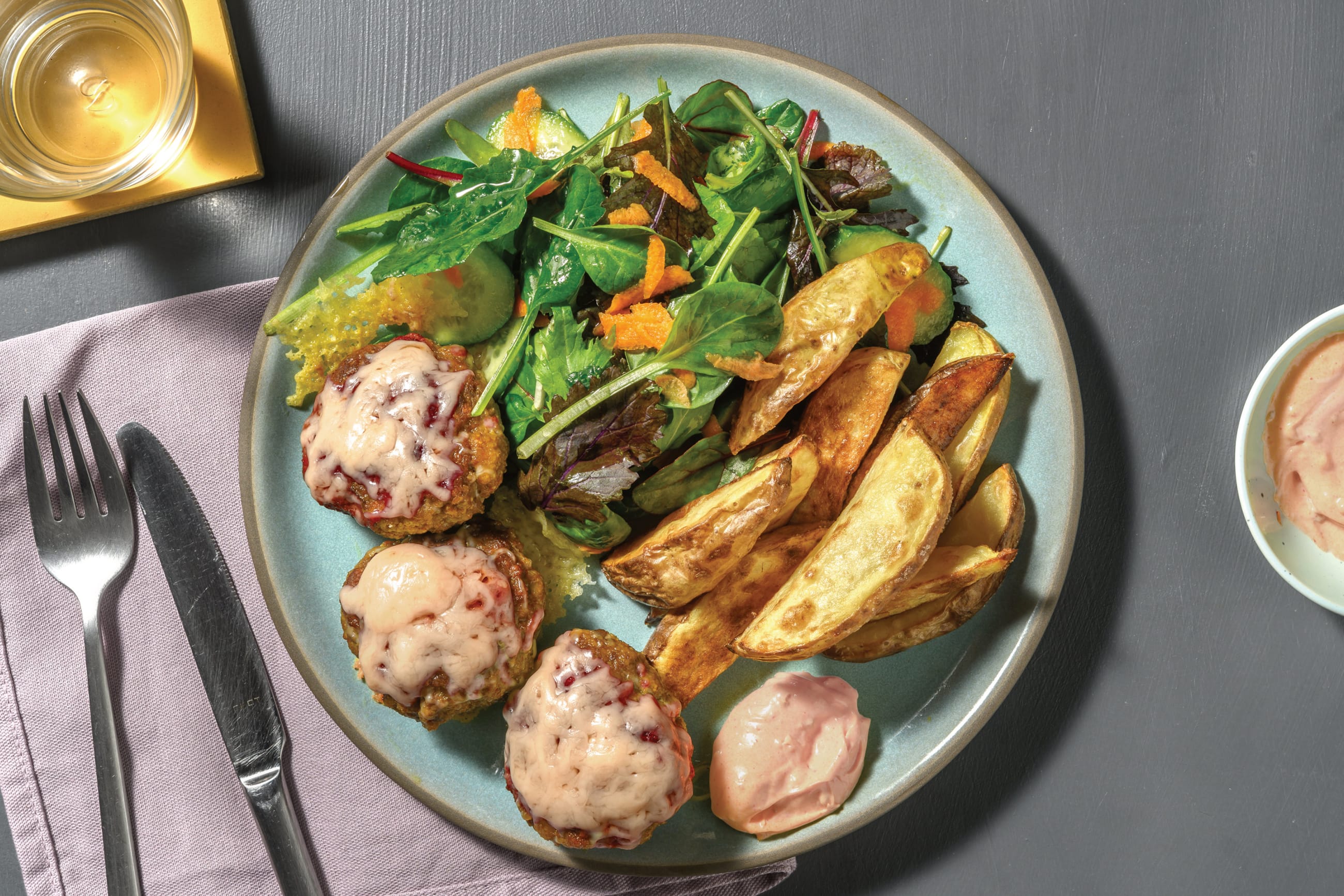 Cheesy Beef Rissoles & Potato Wedges Recipe | HelloFresh
