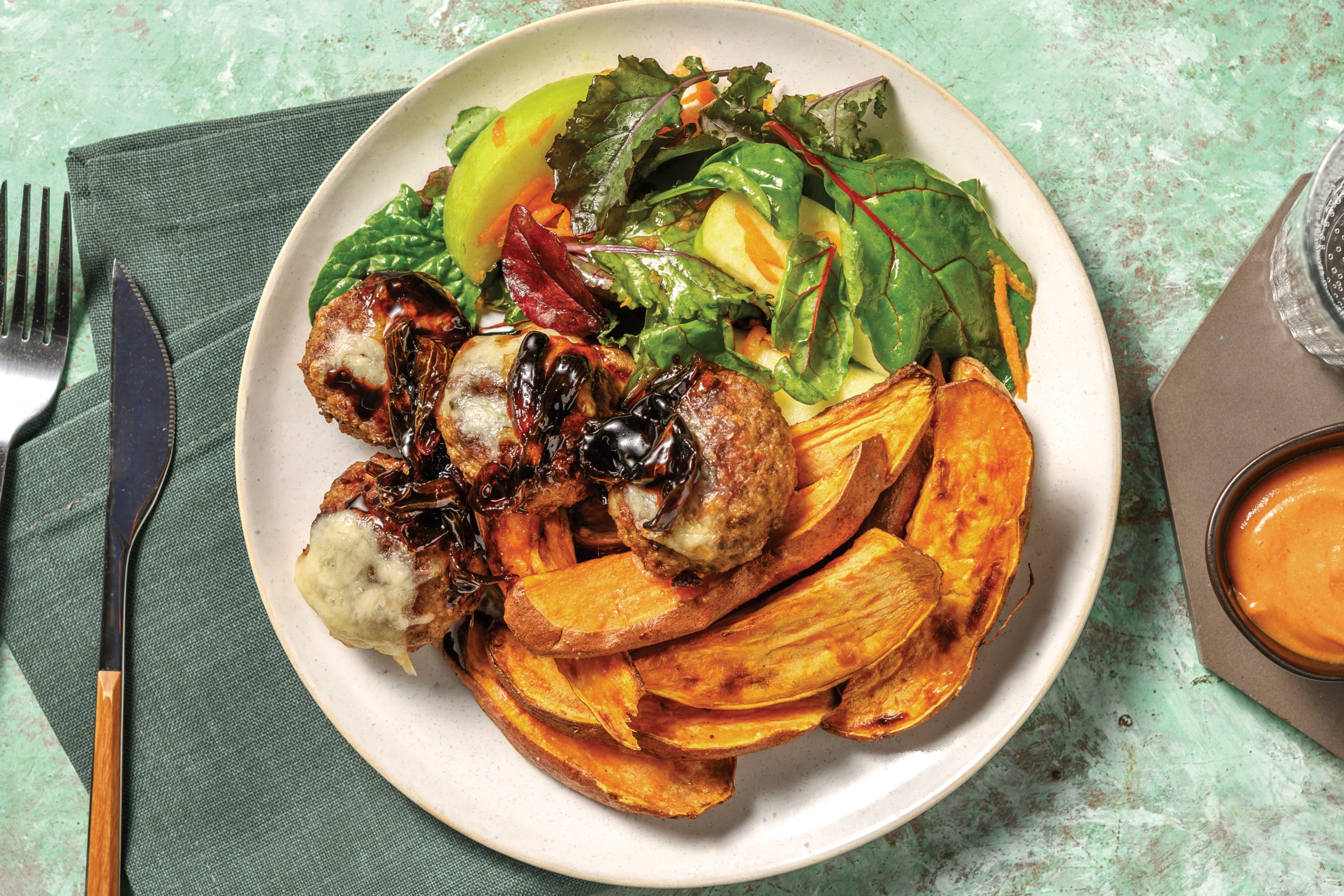 Cheesy Beef Rissoles & Potato Wedges Recipe | HelloFresh